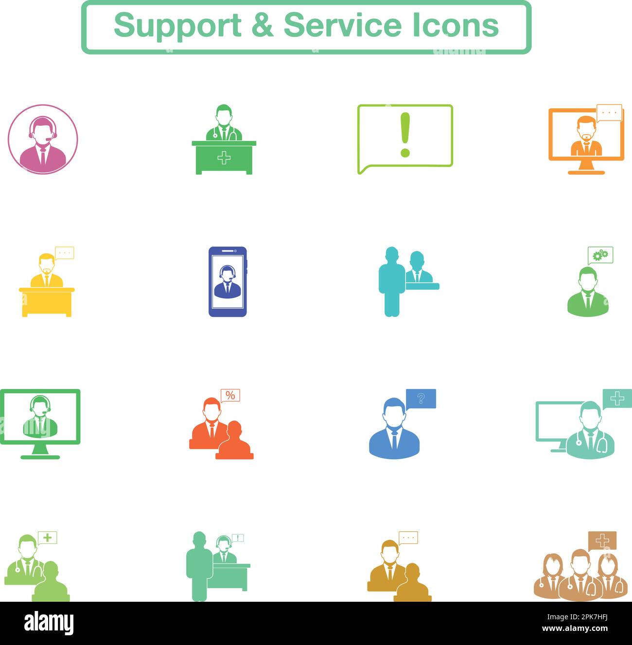 Support and Service Icon Set. Flat style vector EPS Stock Vector Image ...