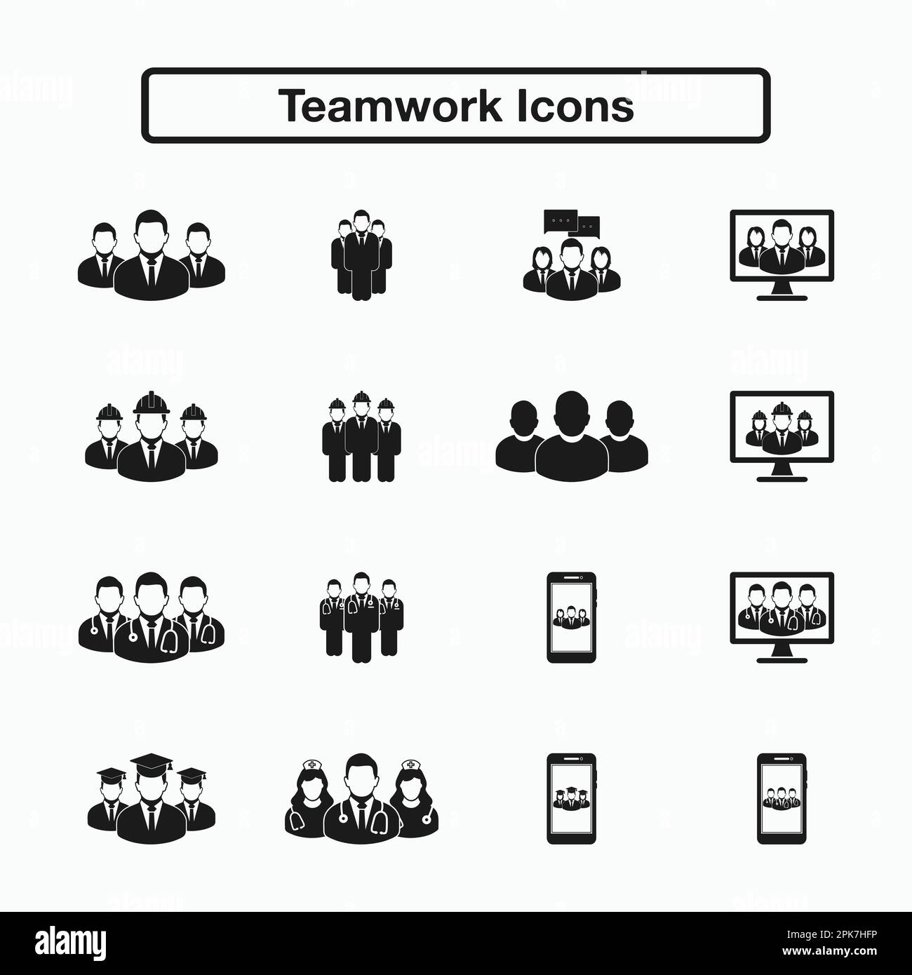 Teamwork icon flat style Black and White Stock Photos & Images - Alamy