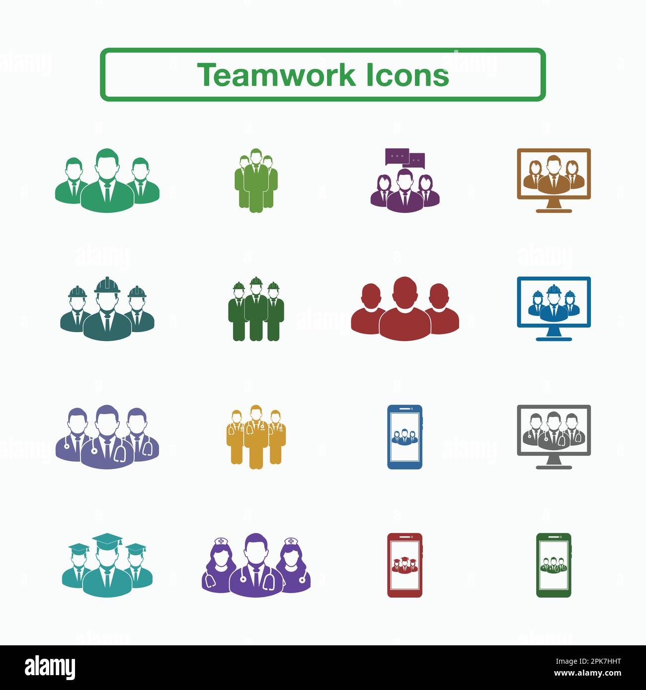 Teamwork Icon set. Flat style vector EPS Stock Vector Image & Art - Alamy