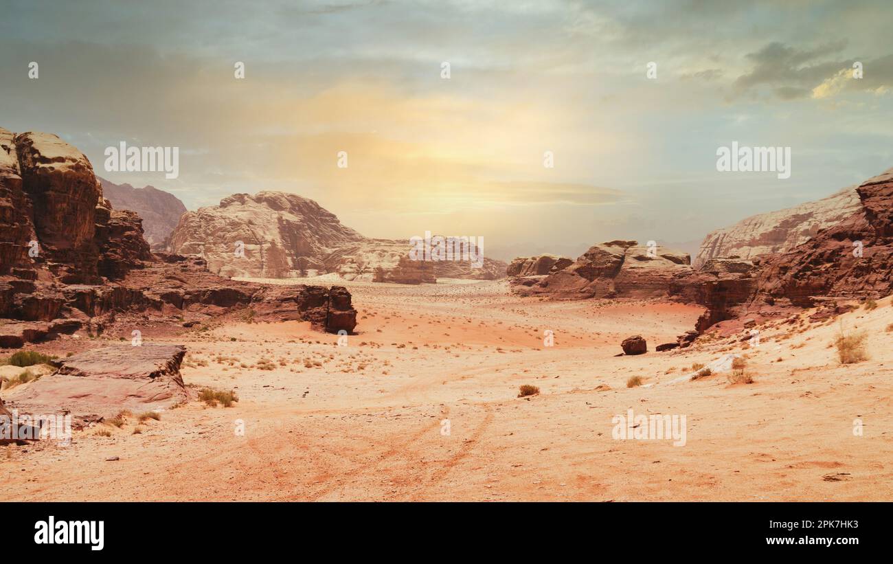 Majestic view of the Wadi Rum desert, Jordan, The Valley of the Moon ...