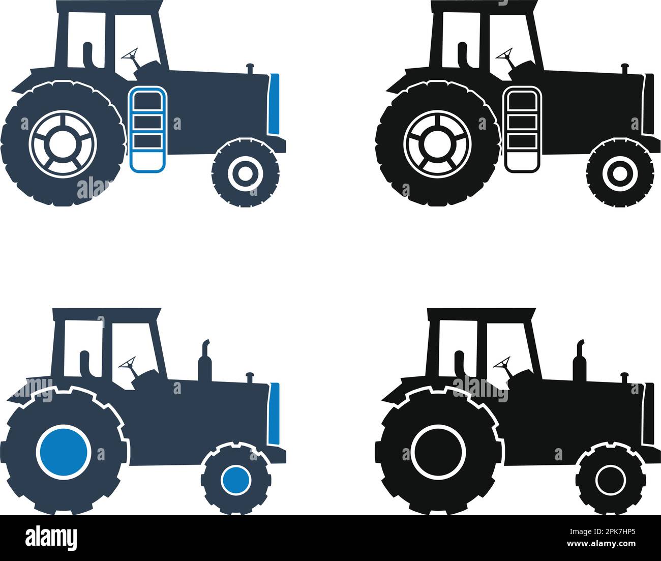 Farming Tractor Icon Set. Flat Style vector EPS Stock Vector Image ...