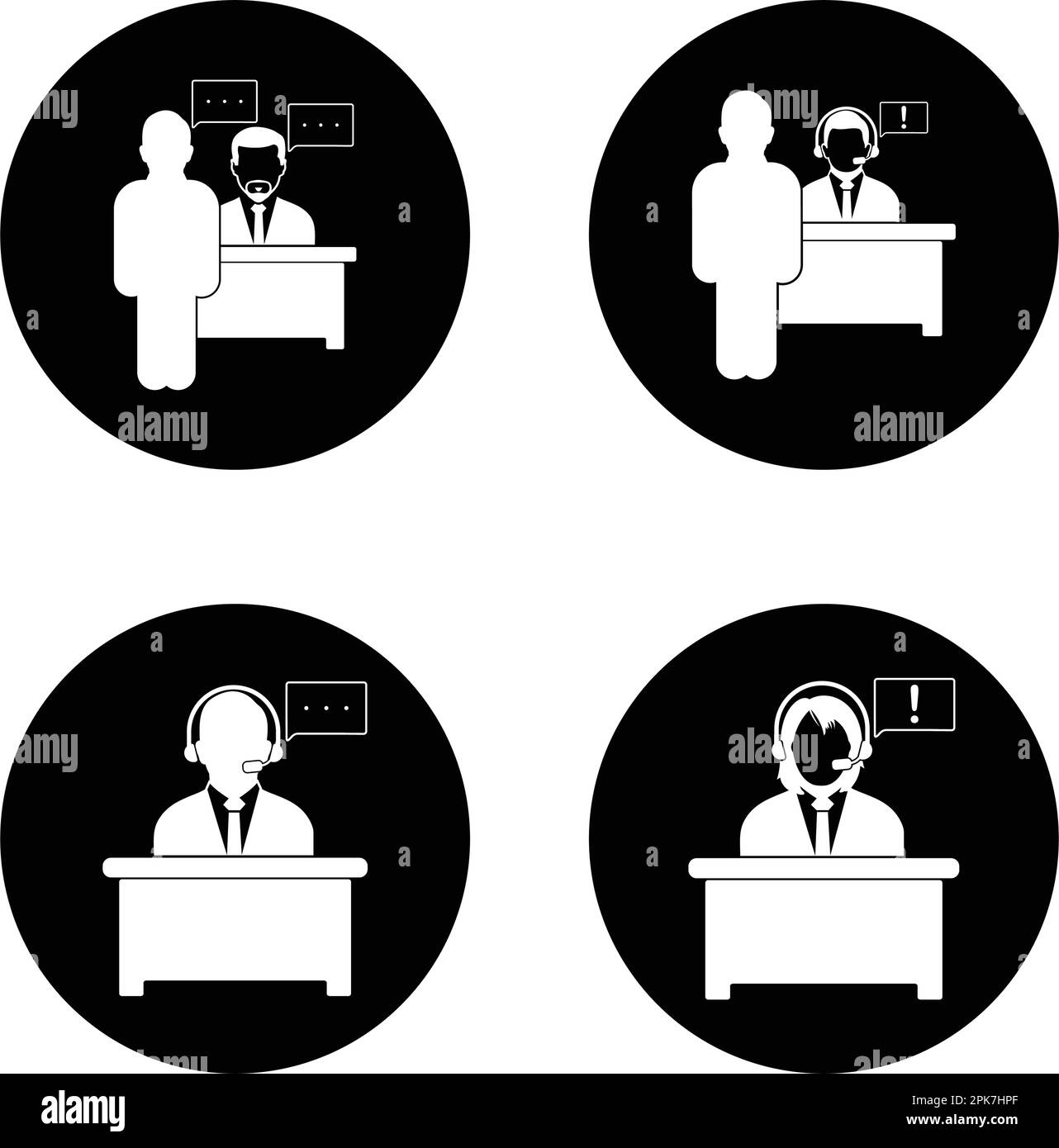 Customer Service Icon Set. Rounded Button style vector EPS Stock Vector ...