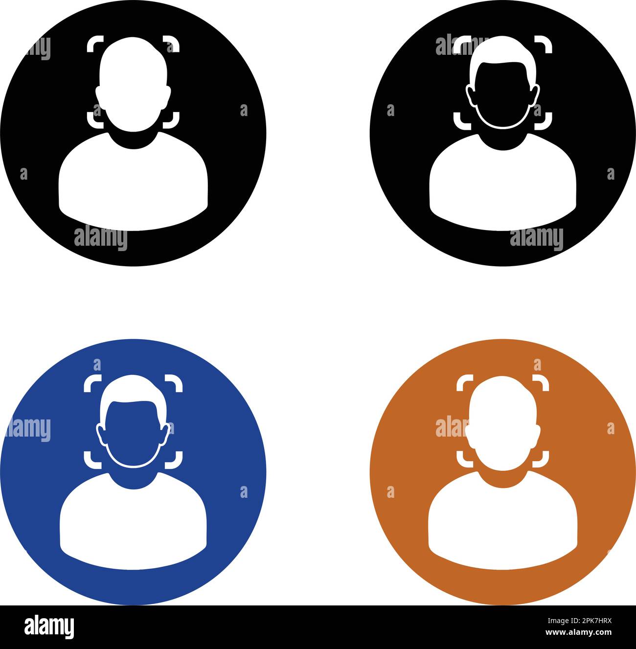 Face Recognition Icon Set. Button style vector EPS Stock Vector Image ...