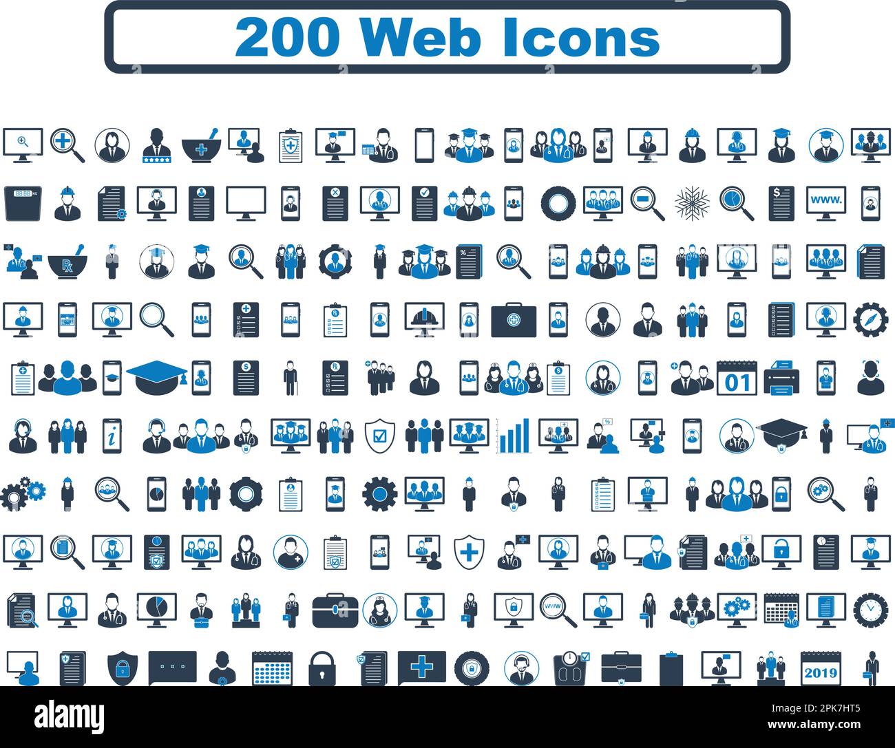 200 web icon set. Flat style vector EPS Stock Vector Image & Art - Alamy
