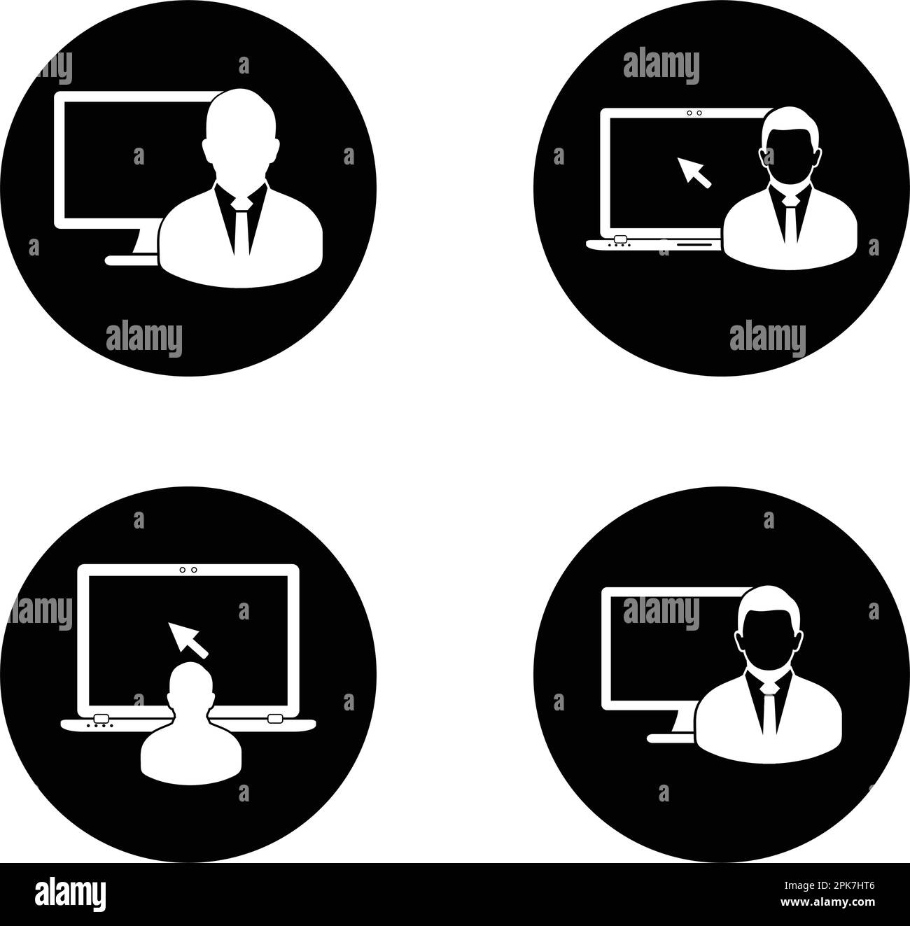 Computer user Icon Set. Rounded Button style vector EPS Stock Vector ...