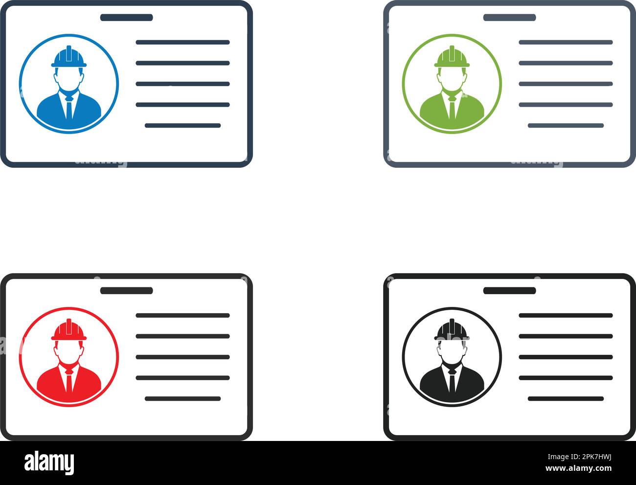 Worker Identity Card Icon Set. Flat style vector EPS Stock Vector Image ...