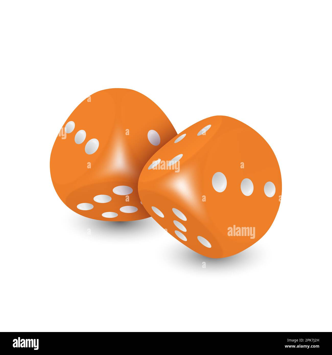 Vector 3d Realistic Orange Game Dice with White Dots Set Closeup ...