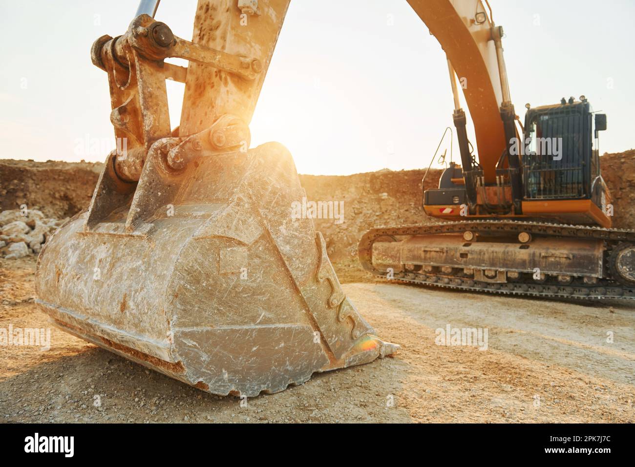 Loading vehicle is outdoors on the borrow pit at daytime Stock Photo - Alamy