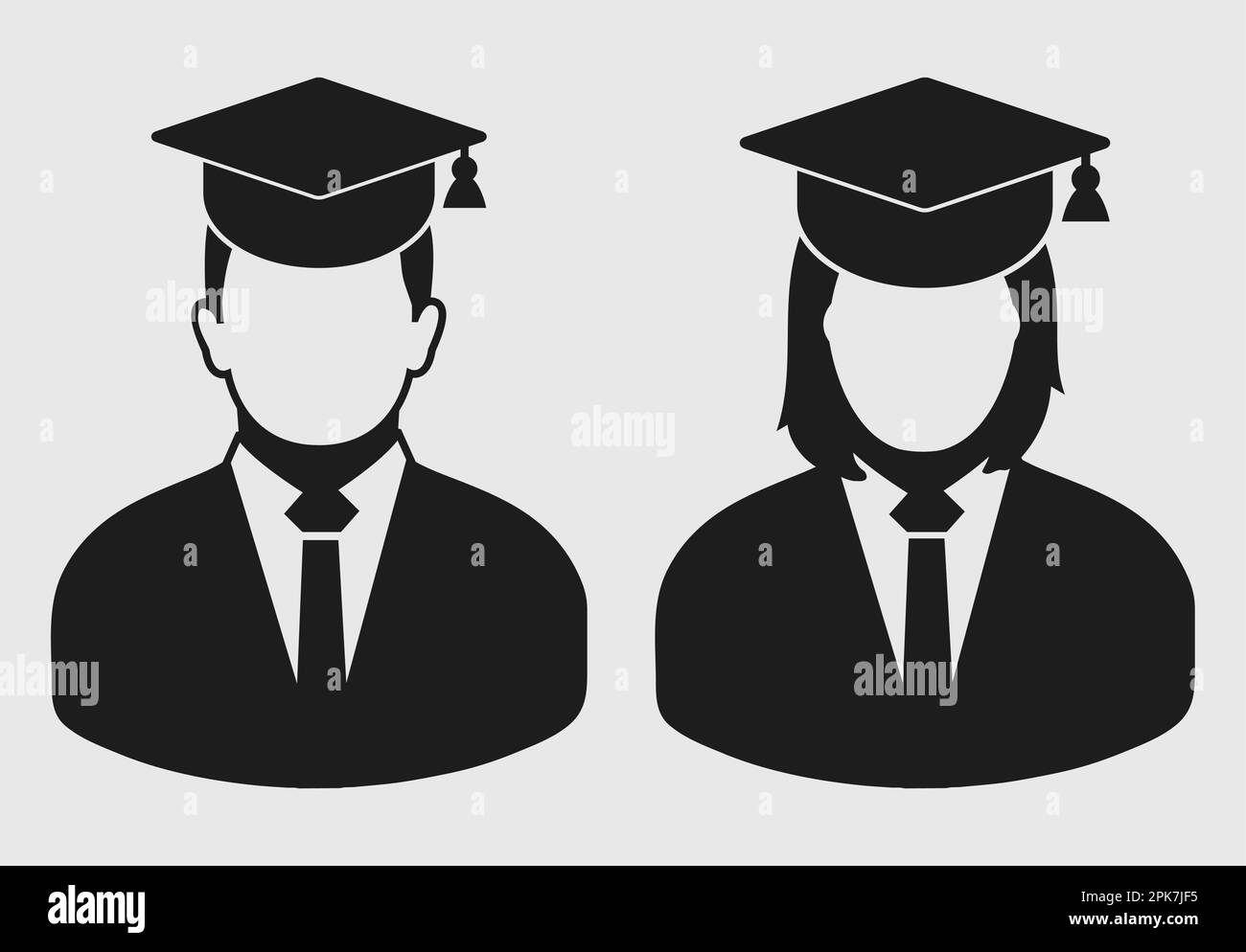 Graduate Student couple Icon. Male and Female symbol on gray background ...