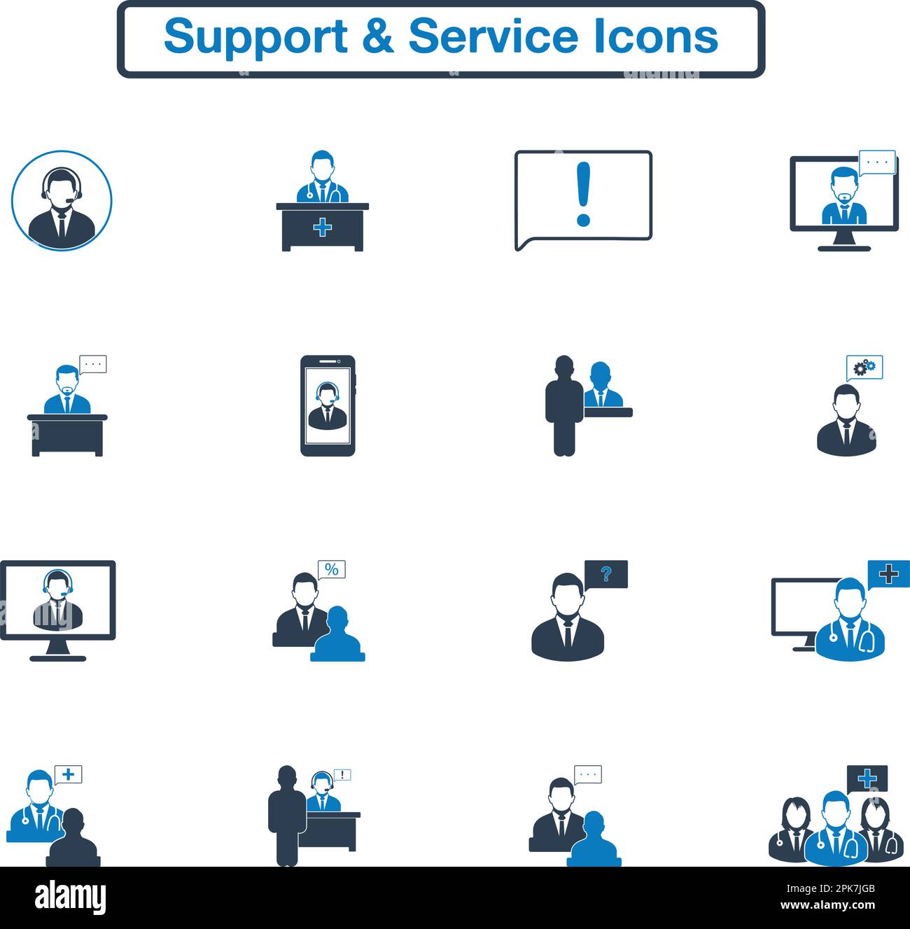 Support and Service Icon Set. Flat style vector EPS Stock Vector Image ...