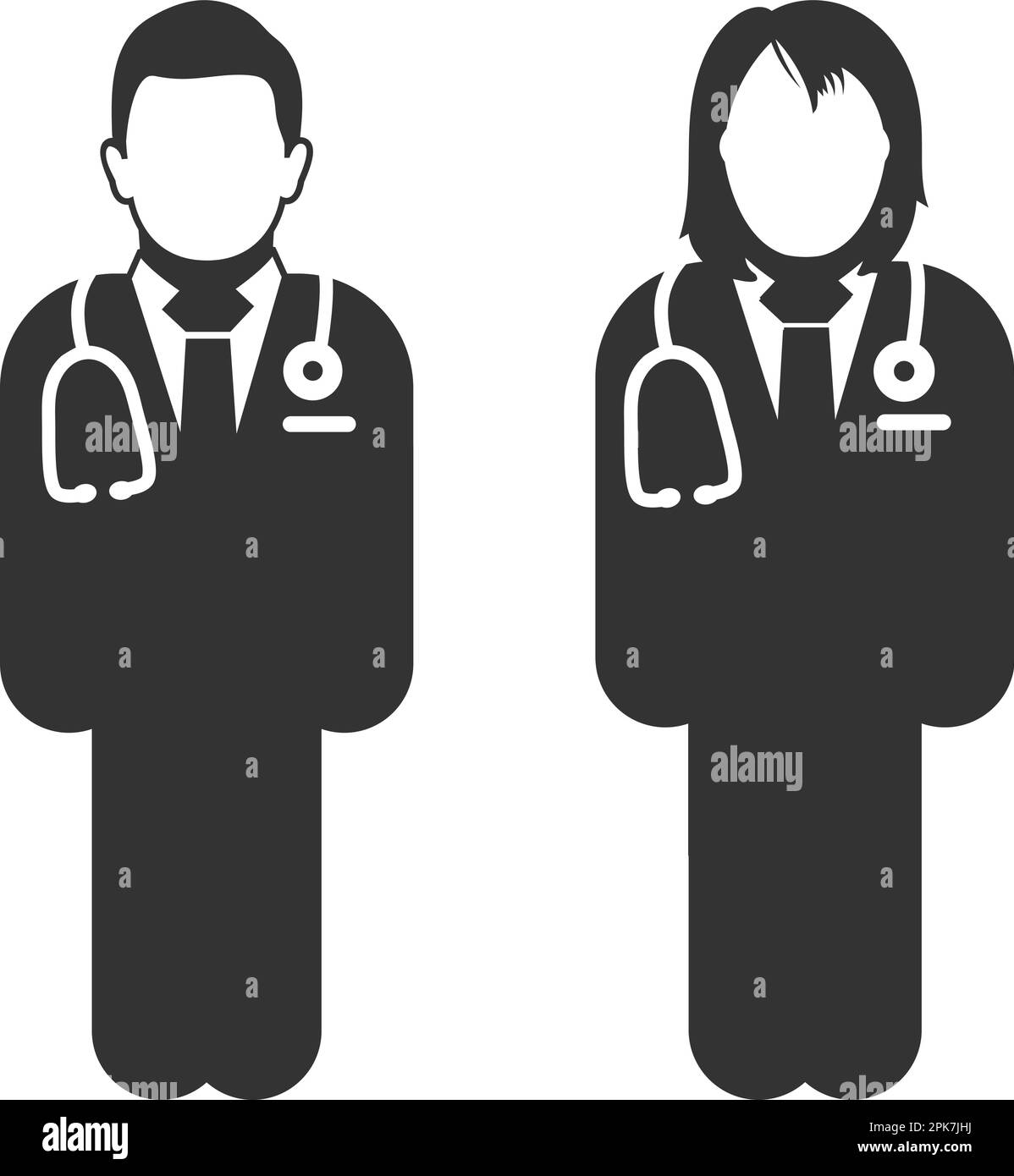 Standing Male And Female Doctor Icon Flat Style Vector Eps Stock