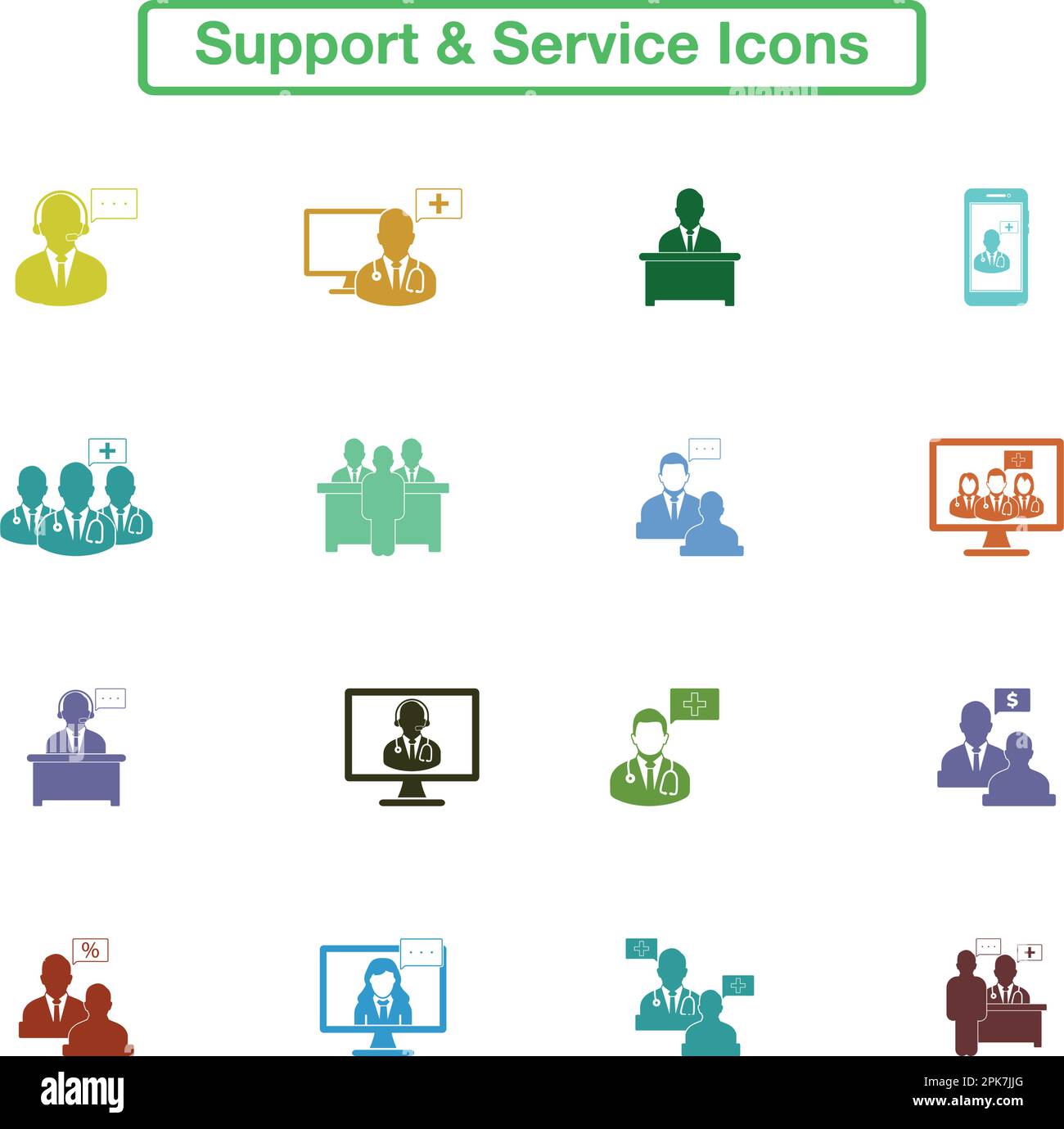 Support and Service Icon Set. Flat style vector EPS Stock Vector Image ...