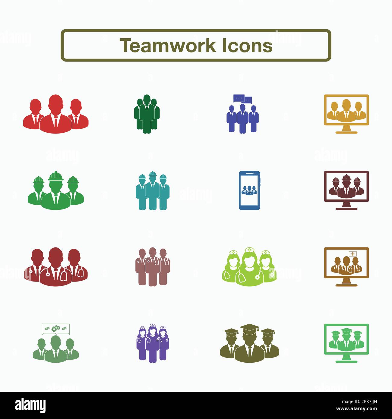 Teamwork Icon set. Flat style vector EPS Stock Vector Image & Art - Alamy
