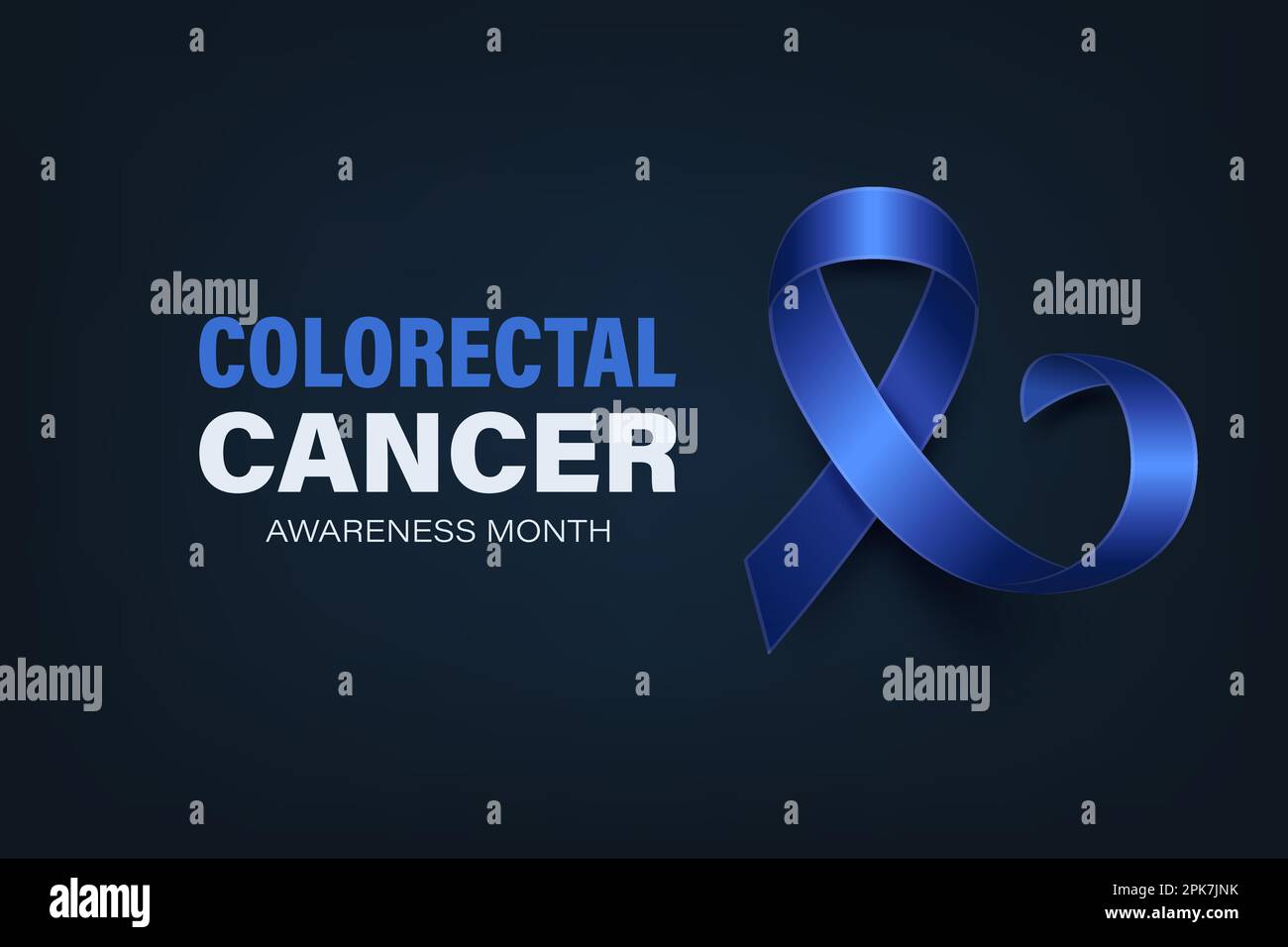 Colorectal Cancer Banner, Card, Placard with Vector 3d Realistic Dark ...