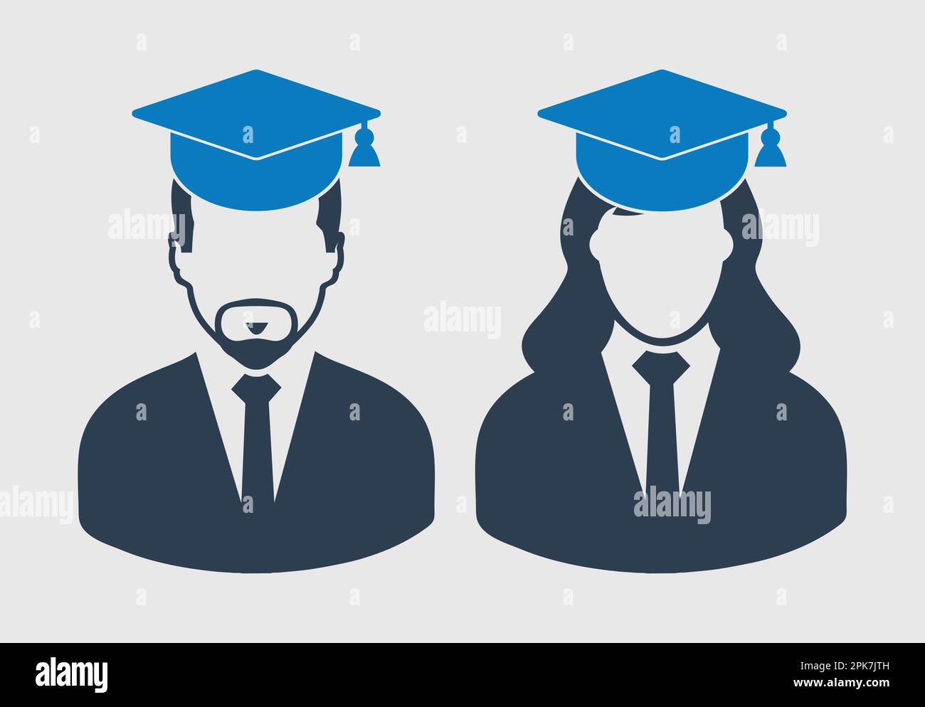 Graduate Student couple Icon. Male and Female symbol on gray background ...