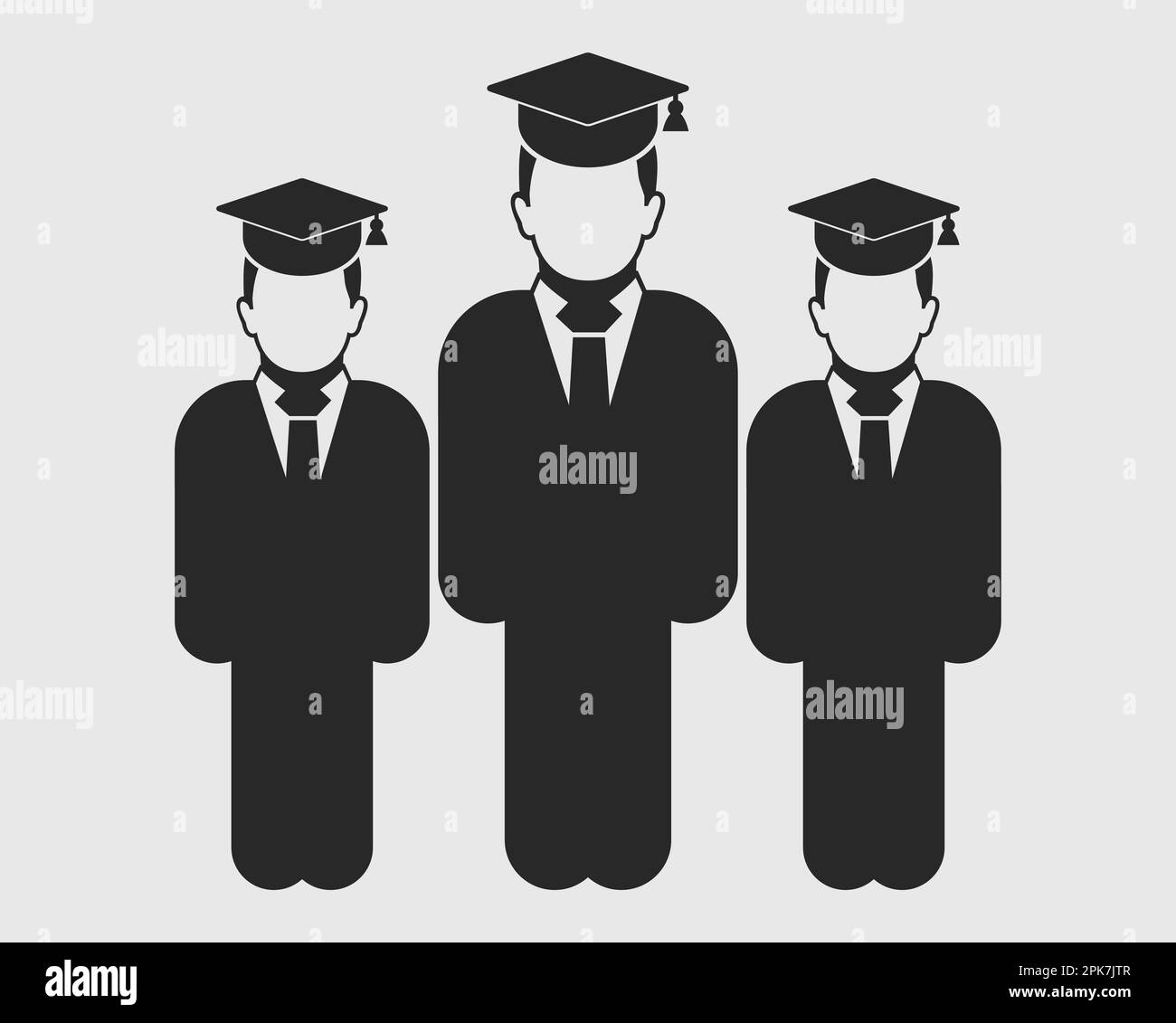 Graduate Student Team Icon. Standing Male symbols with cap on head ...