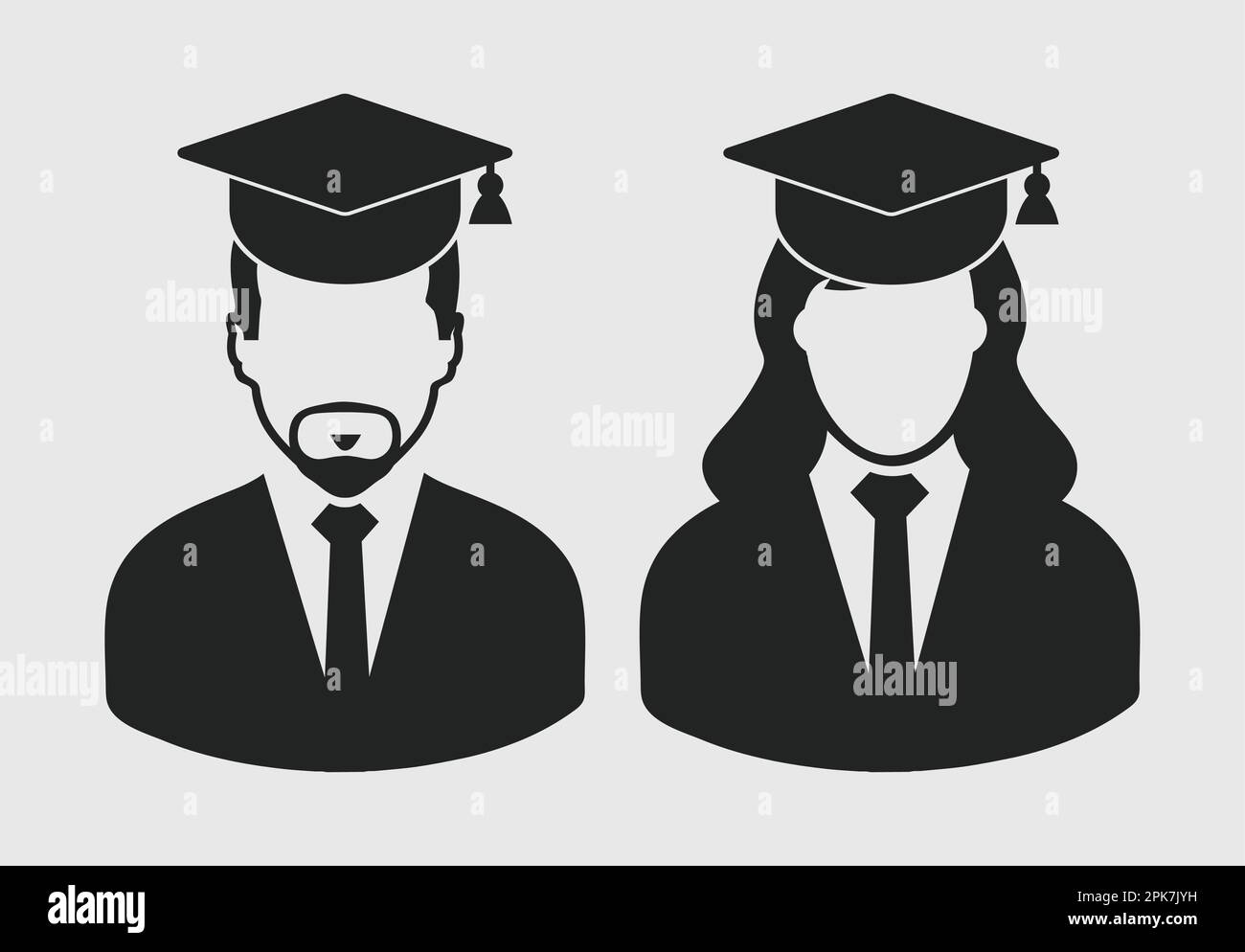 Graduate Student couple Icon. Male and Female symbol on gray background ...