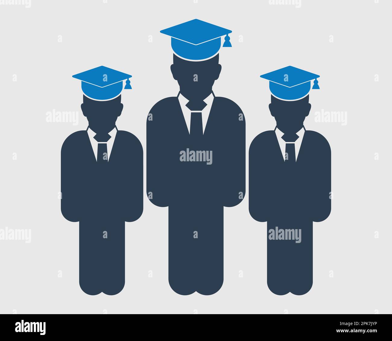 Graduate Student Team Icon. Standing Male symbols with cap on head ...