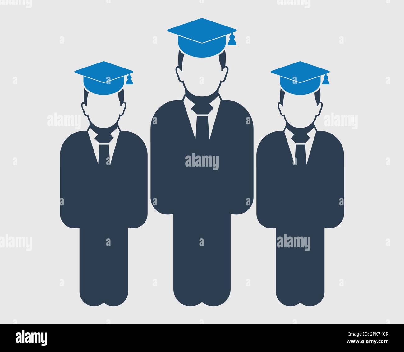 Graduate Student Team Icon. Standing Male symbols with cap on head ...
