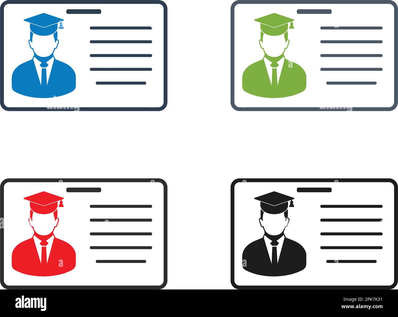 Student Identity Card Icon Set. Flat style vector Stock Vector Image ...
