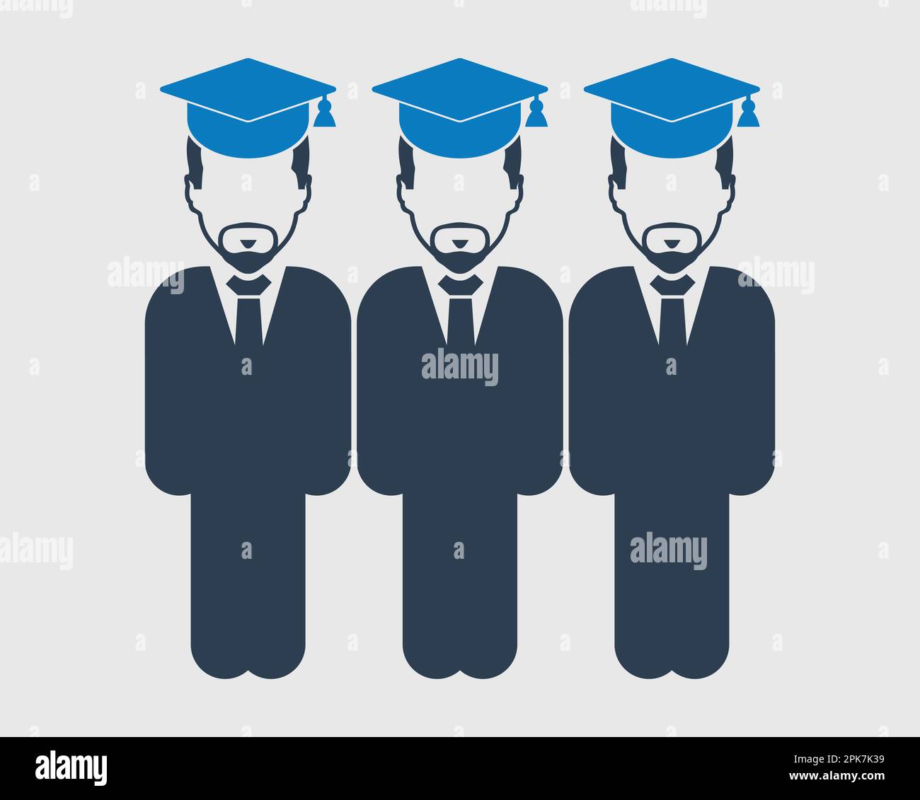 Graduate Student Team Icon. Standing Male symbols with cap on head ...