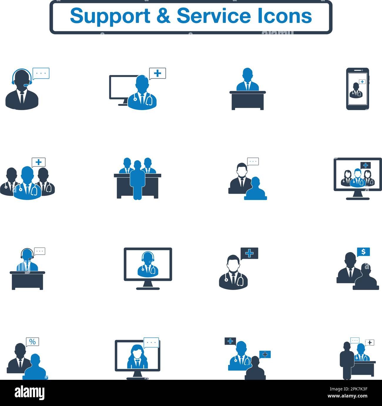 Support and Service Icon Set. Flat style vector EPS Stock Vector Image ...