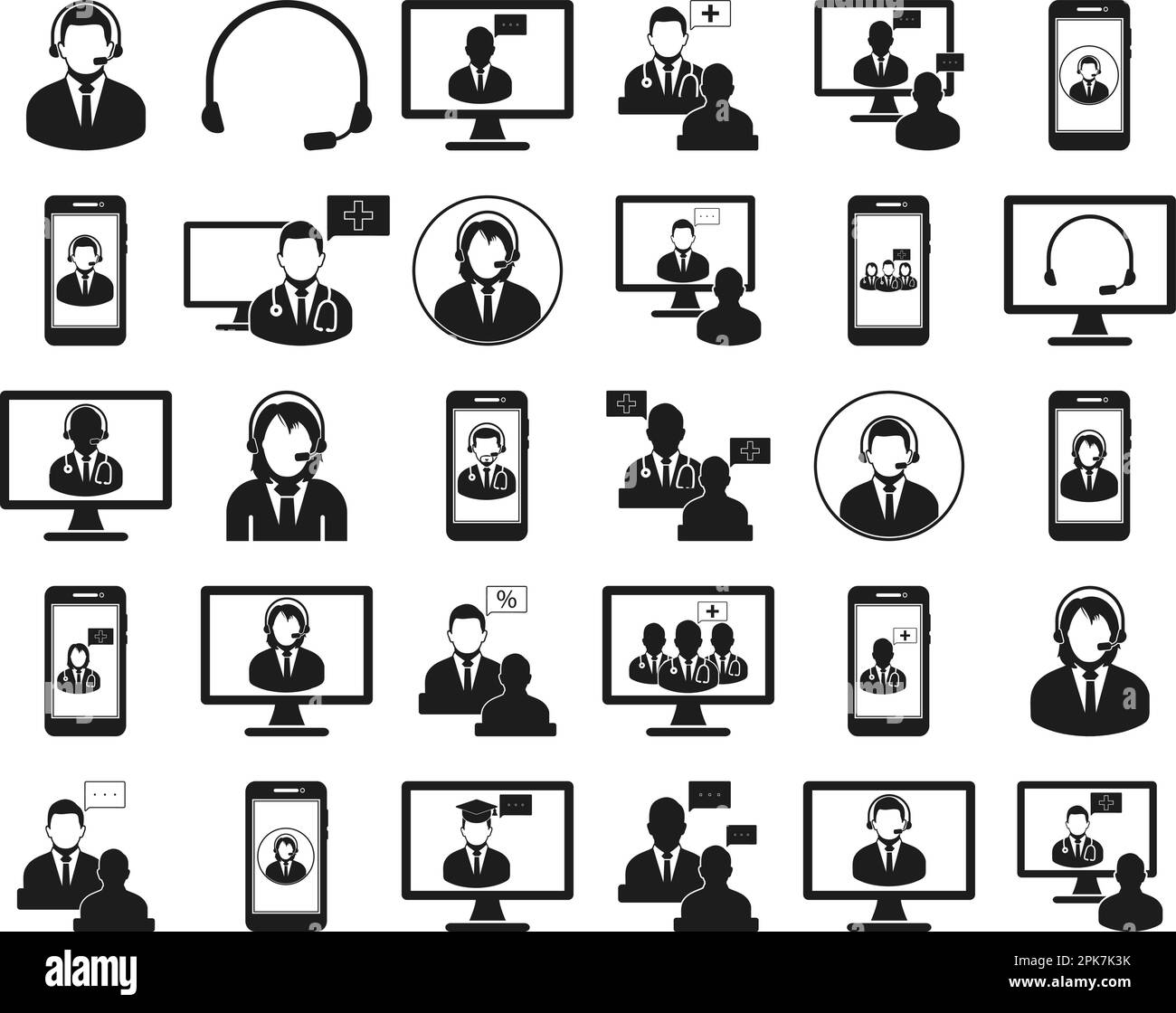 Support and Service Icon set. Flat style vector EPS Stock Vector Image ...