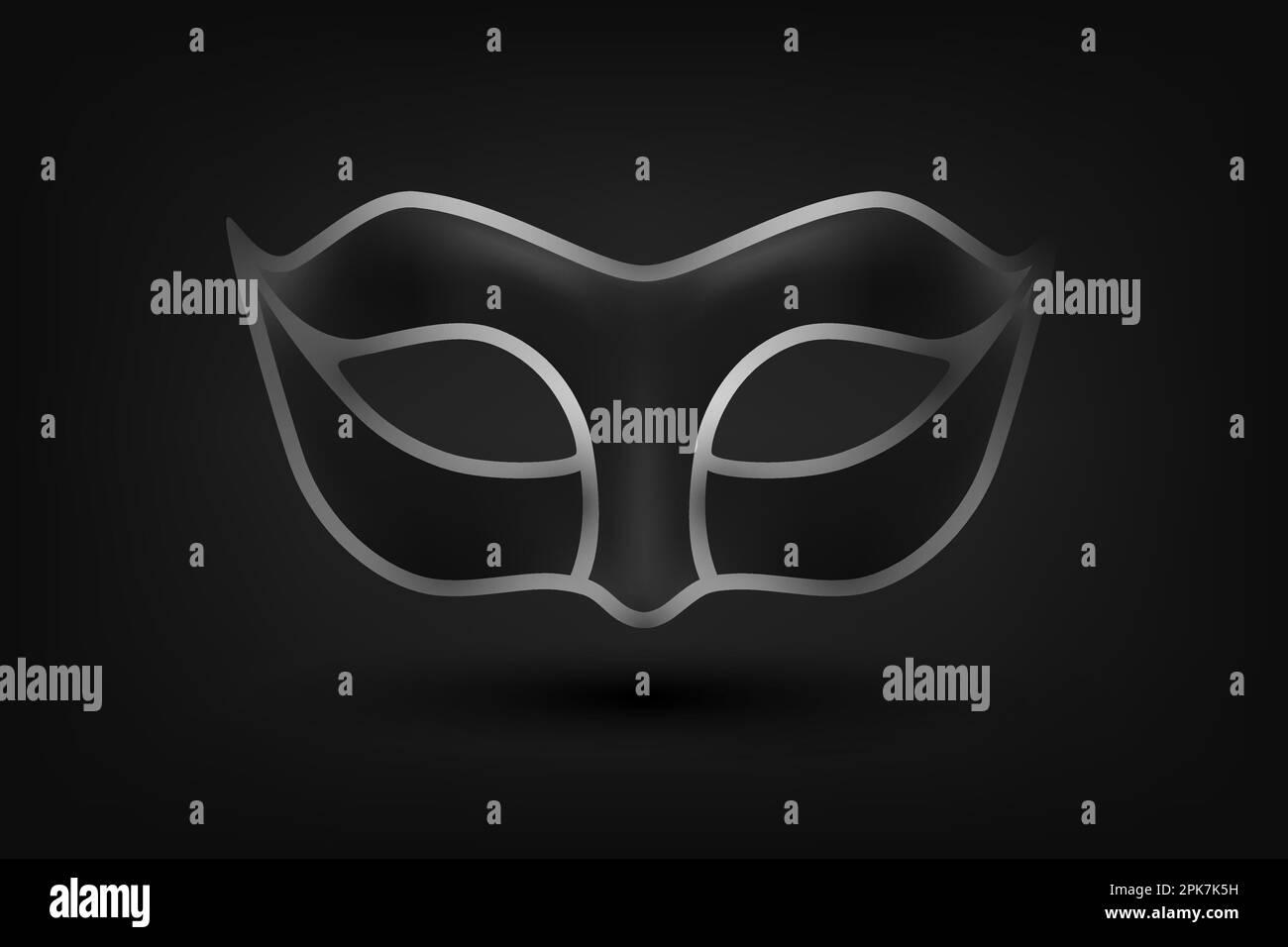 Vector 3d Realistic Black and Silver Carnival Face Mask on Black ...