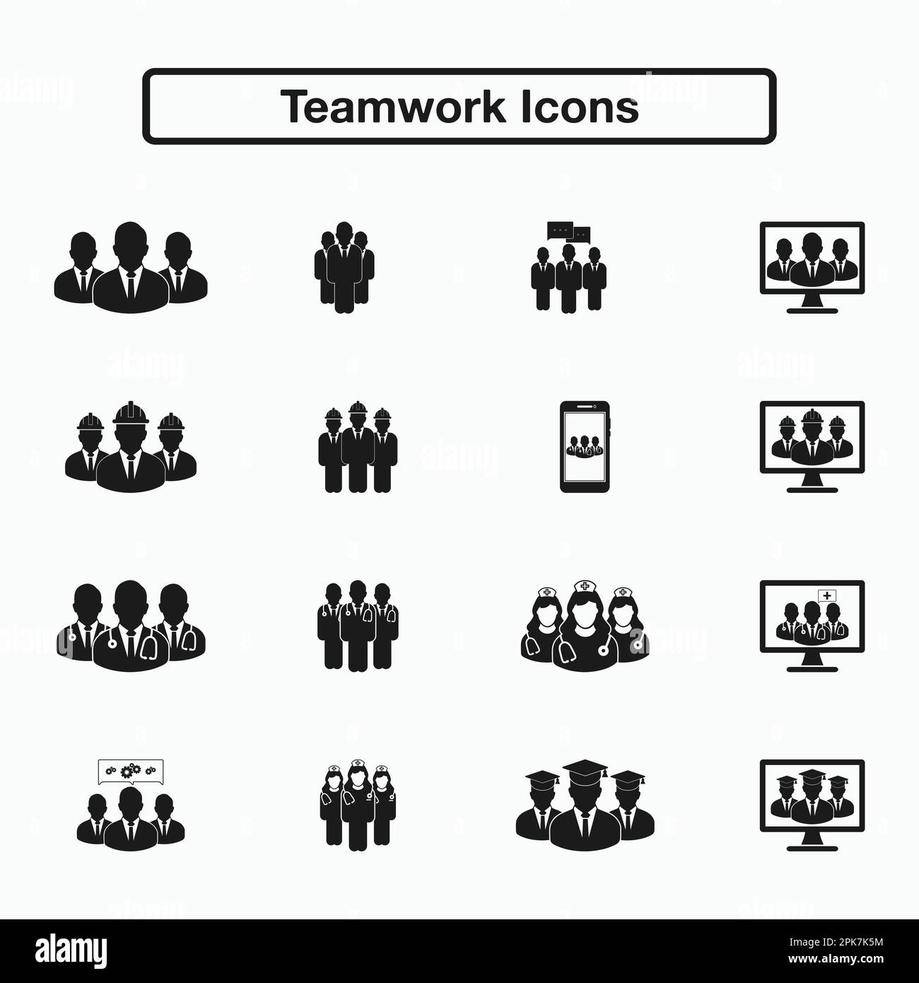 Teamwork Icon set. Flat style vector EPS Stock Vector Image & Art - Alamy