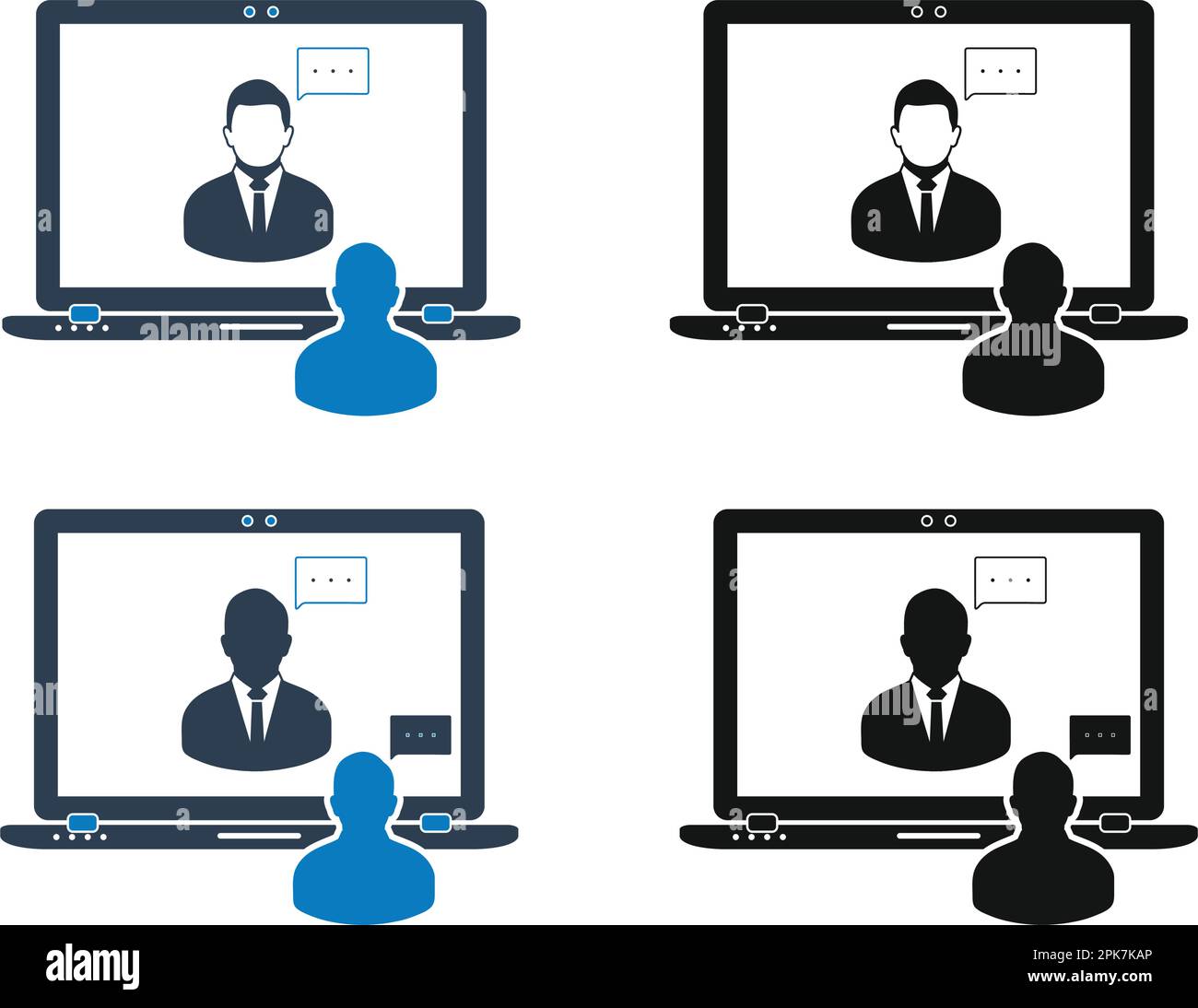 Video Conference Icon Set. Flat Style vector EPS Stock Vector Image ...