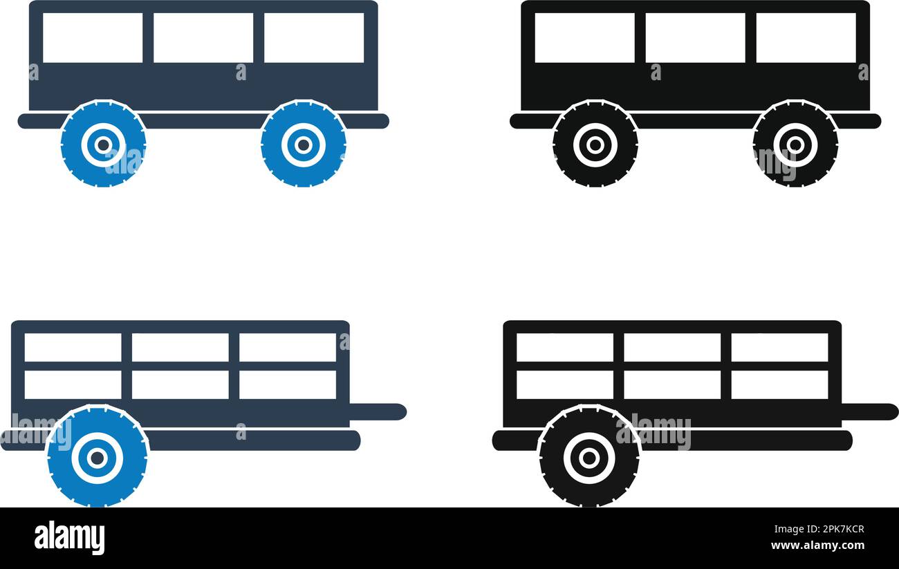 Car trailer Icon Set. Flat Style vector EPS Stock Vector Image & Art ...