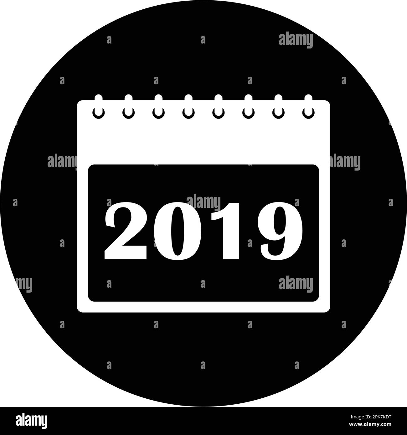 2019 Calendar Icon. Rounded button style vector EPS Stock Vector Image ...