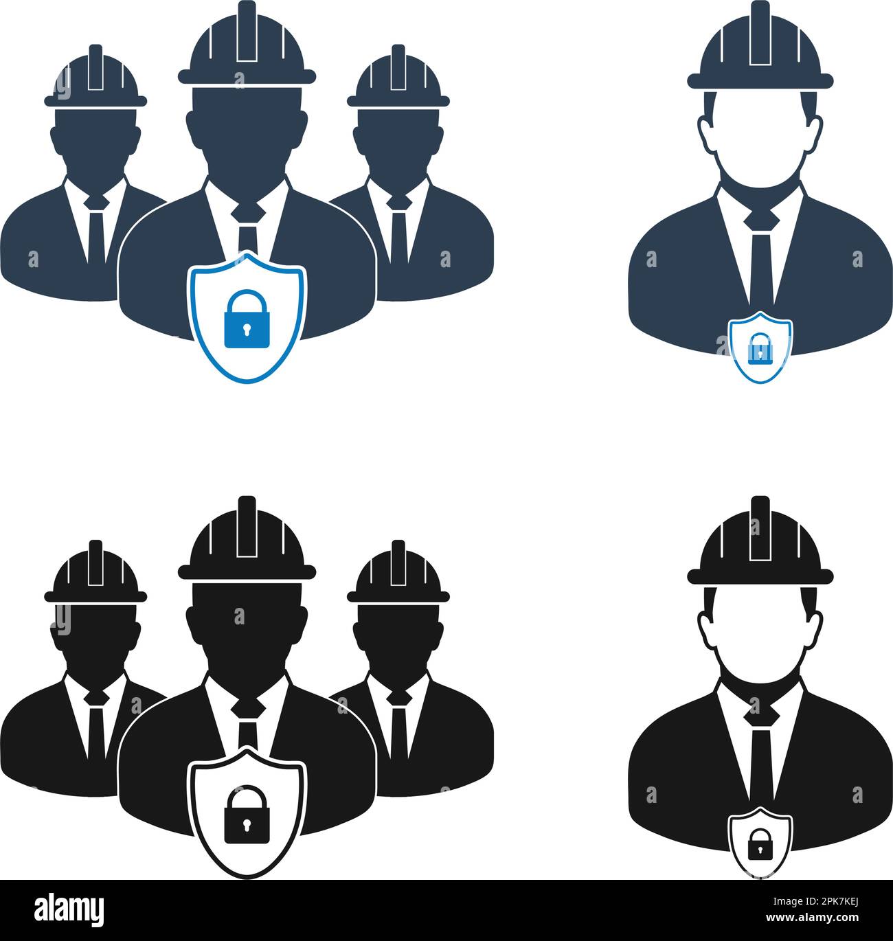 Worker Insurance Icon Set. Flat style vector EPS Stock Vector Image ...