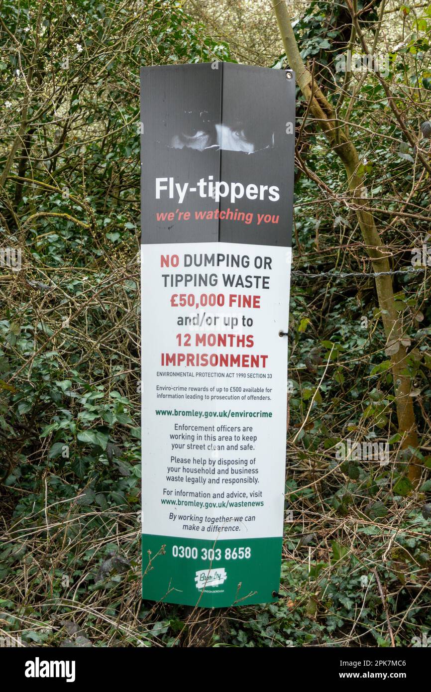 Fly-tippers were watching you warning sign, Bromley, UK Stock Photo - Alamy