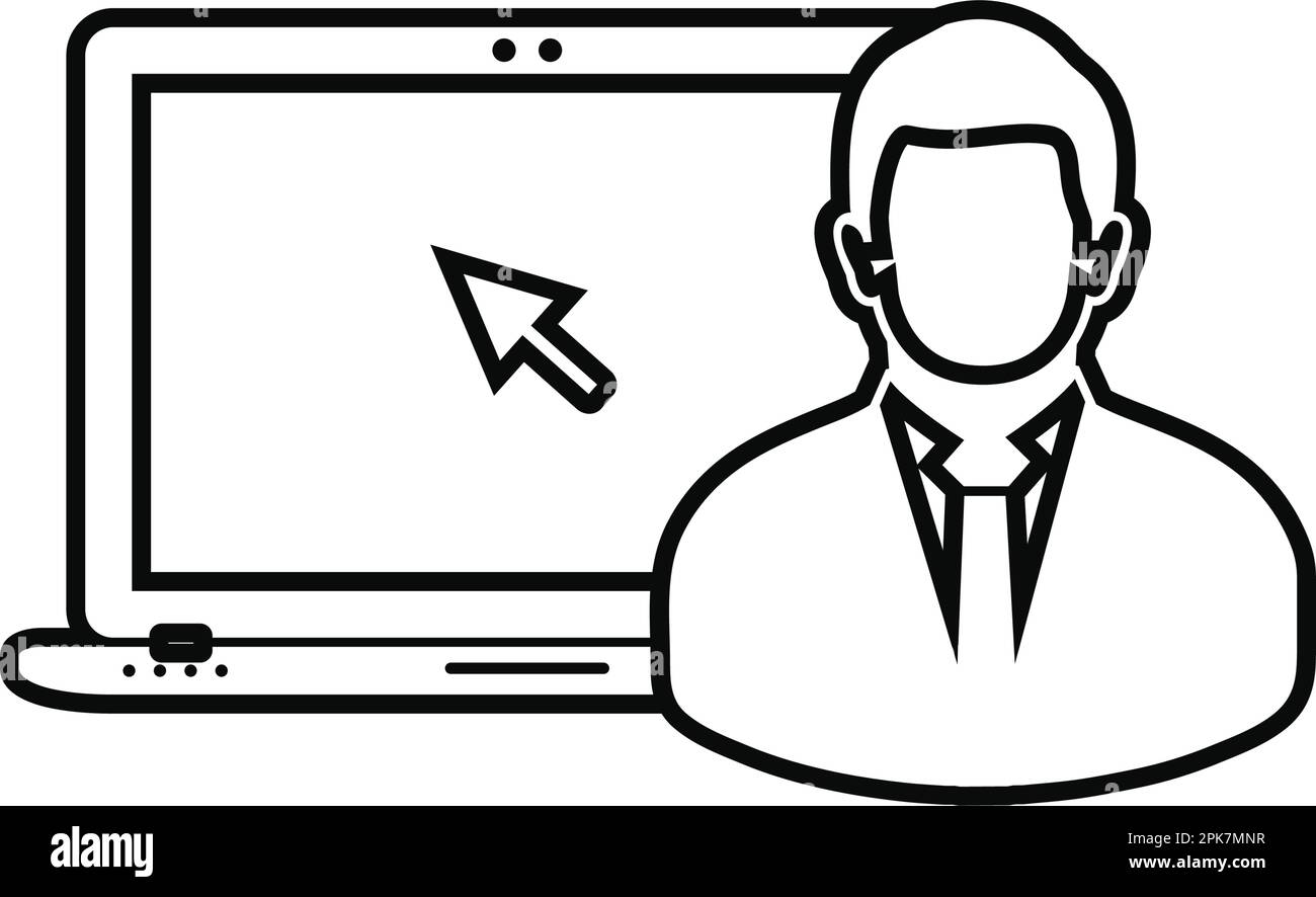 Computer user line icon. Flat style vector EPS Stock Vector Image & Art ...