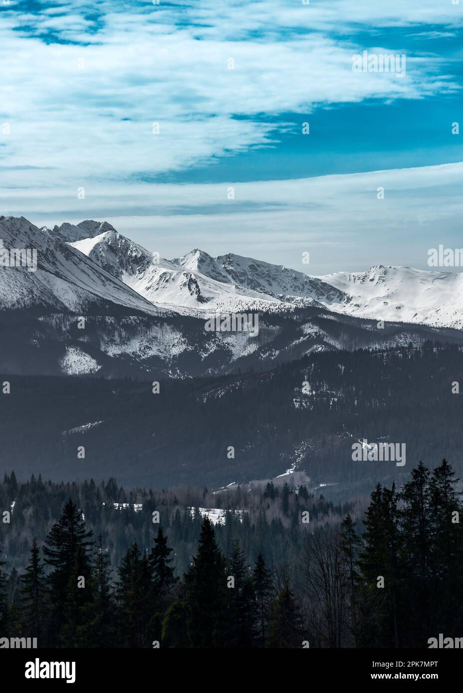 A beautiful view of the High Tatras from the Łapszanka pass. Mountain ...