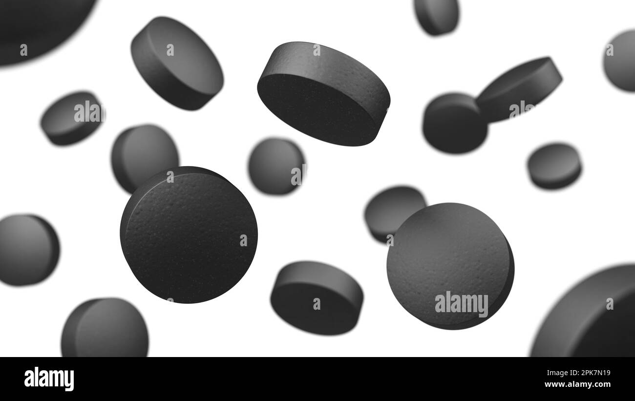 Activated carbon isolated on white background. Activated charcoal ...