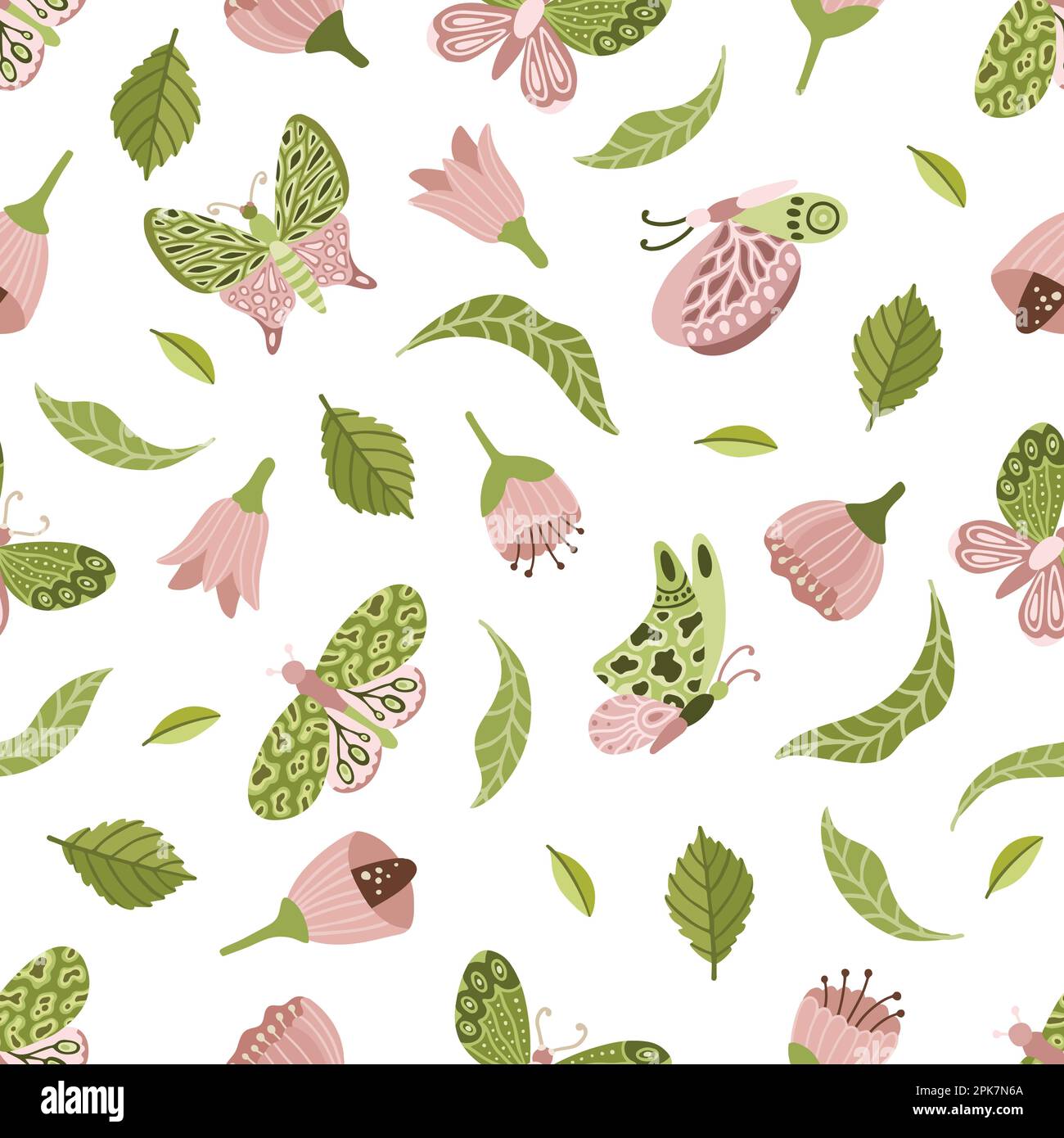 Seamless vector floral pattern, spring, summer backdrop. Hand drawn ...