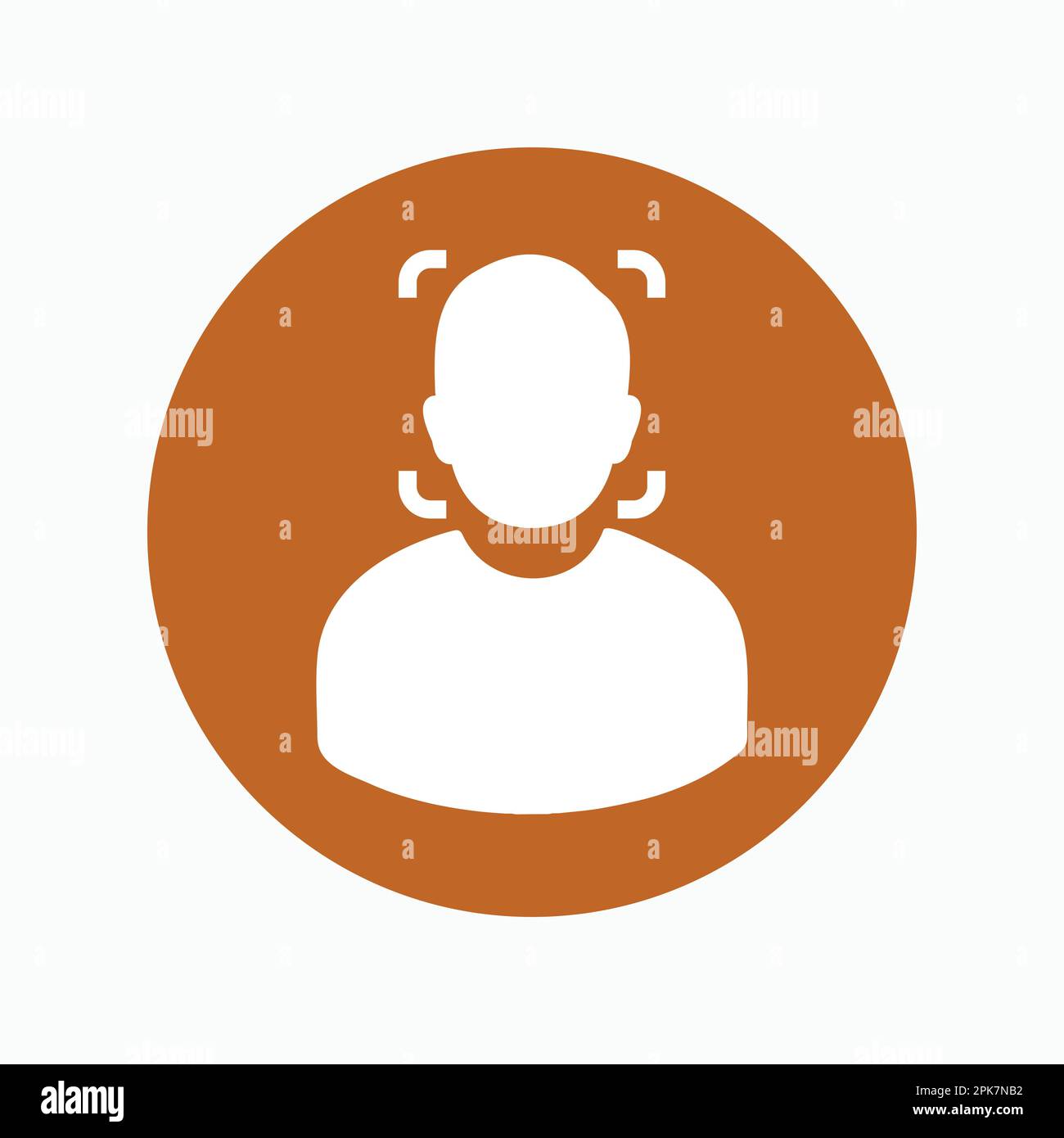 Biometric Face Recognition Icon Colorful Rounded Style Button Vector