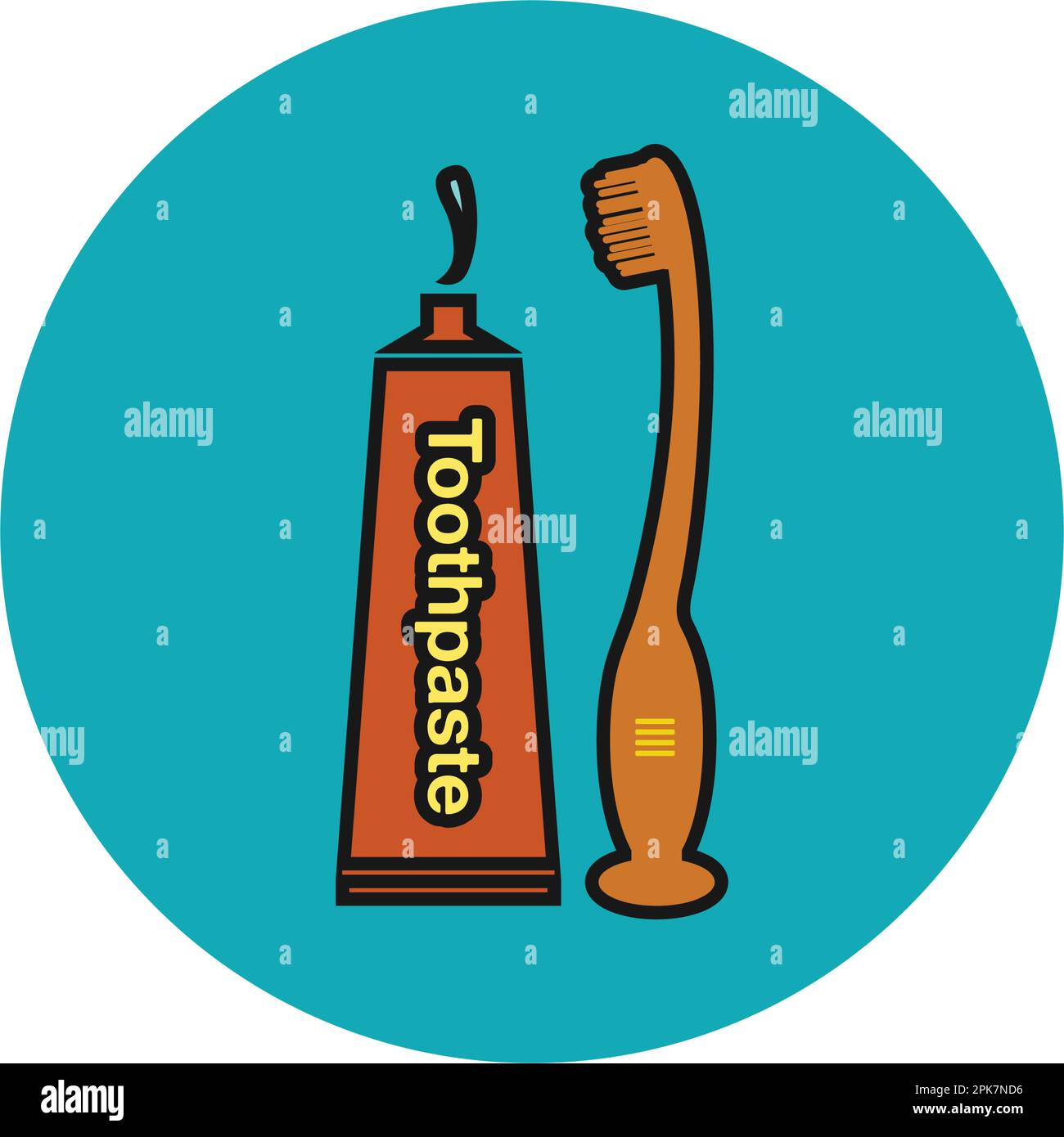 Colorful Toothbrush and Toothpaste icon. Button Style Vector EPS Stock ...