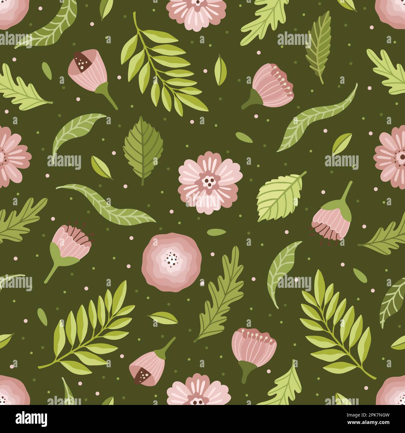 Seamless vector floral pattern, spring, summer backdrop. Hand drawn ...
