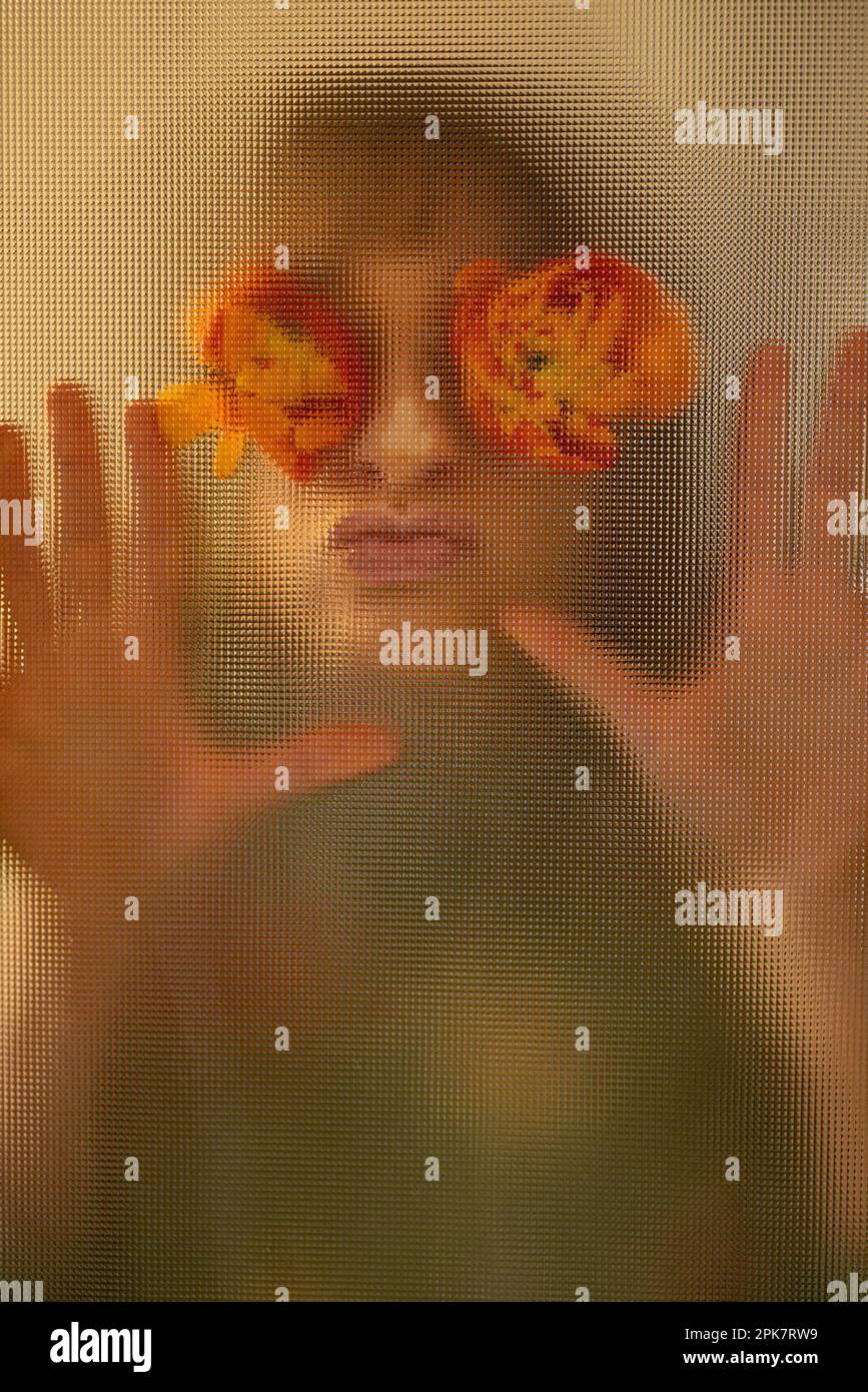 Women's portrait through a matte glass Stock Photo - Alamy