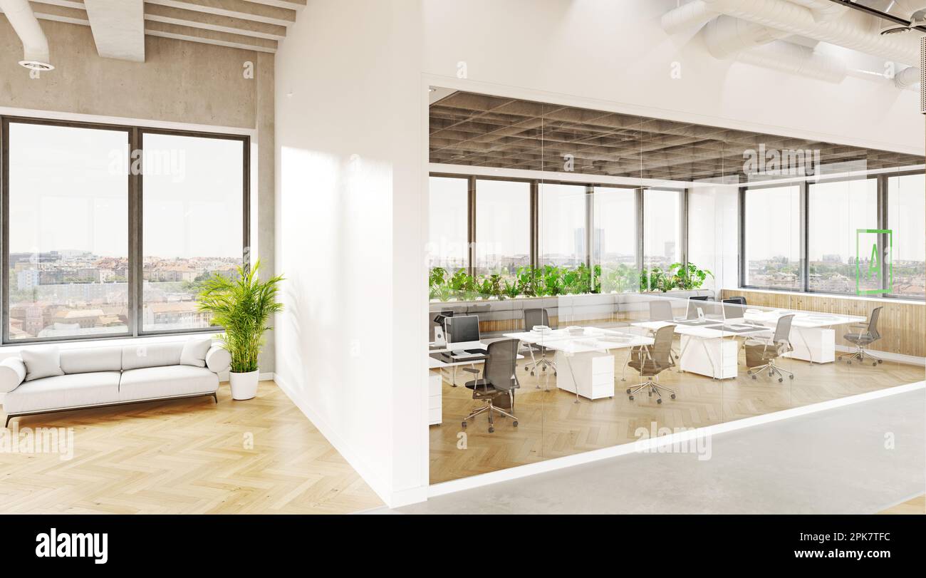 3d illustration of cleaning room in loft style Stock Photo - Alamy