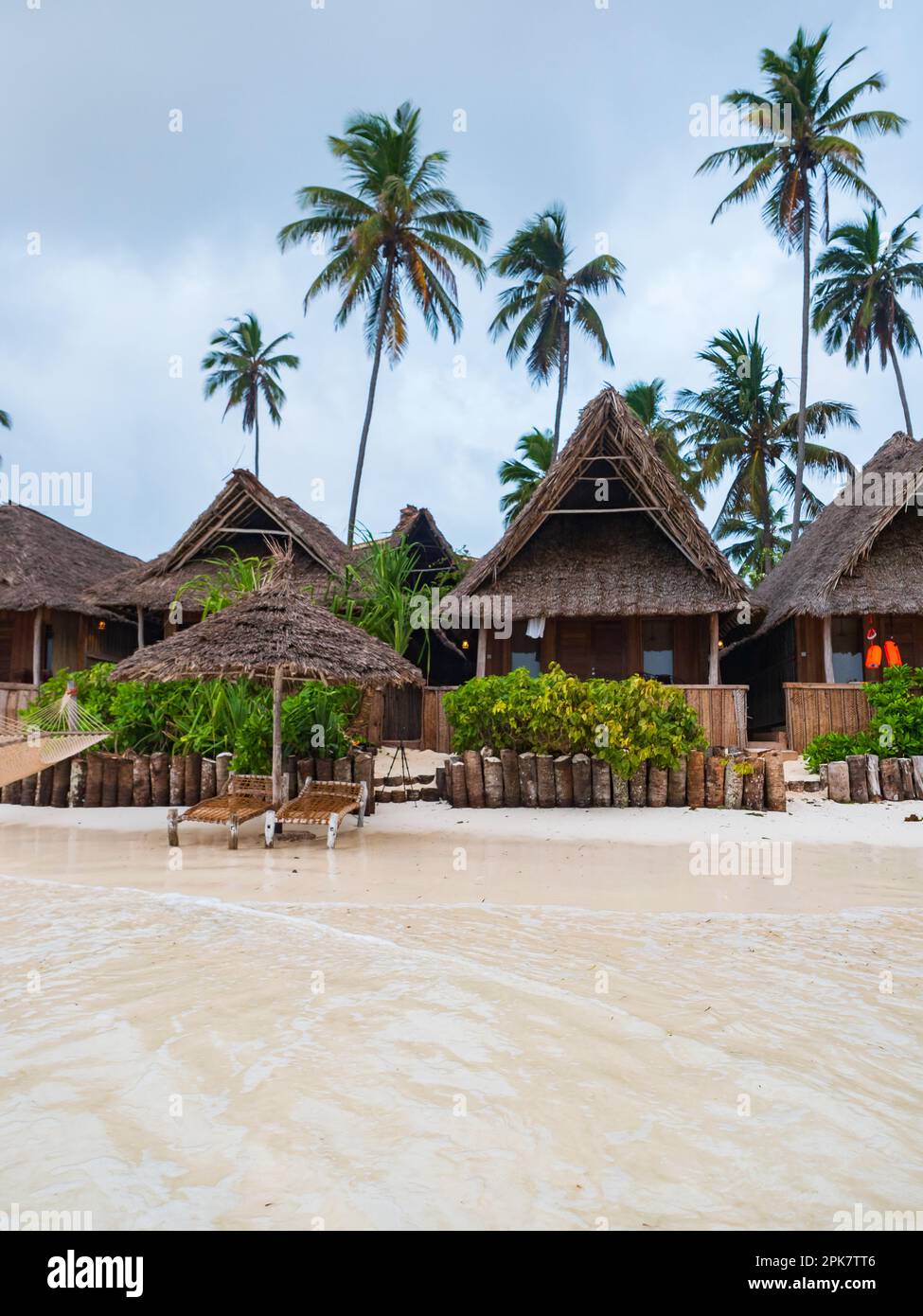 Matemwe, Zanzibar, Tanzania -January, 2021: Wooden huts of a boutique ...