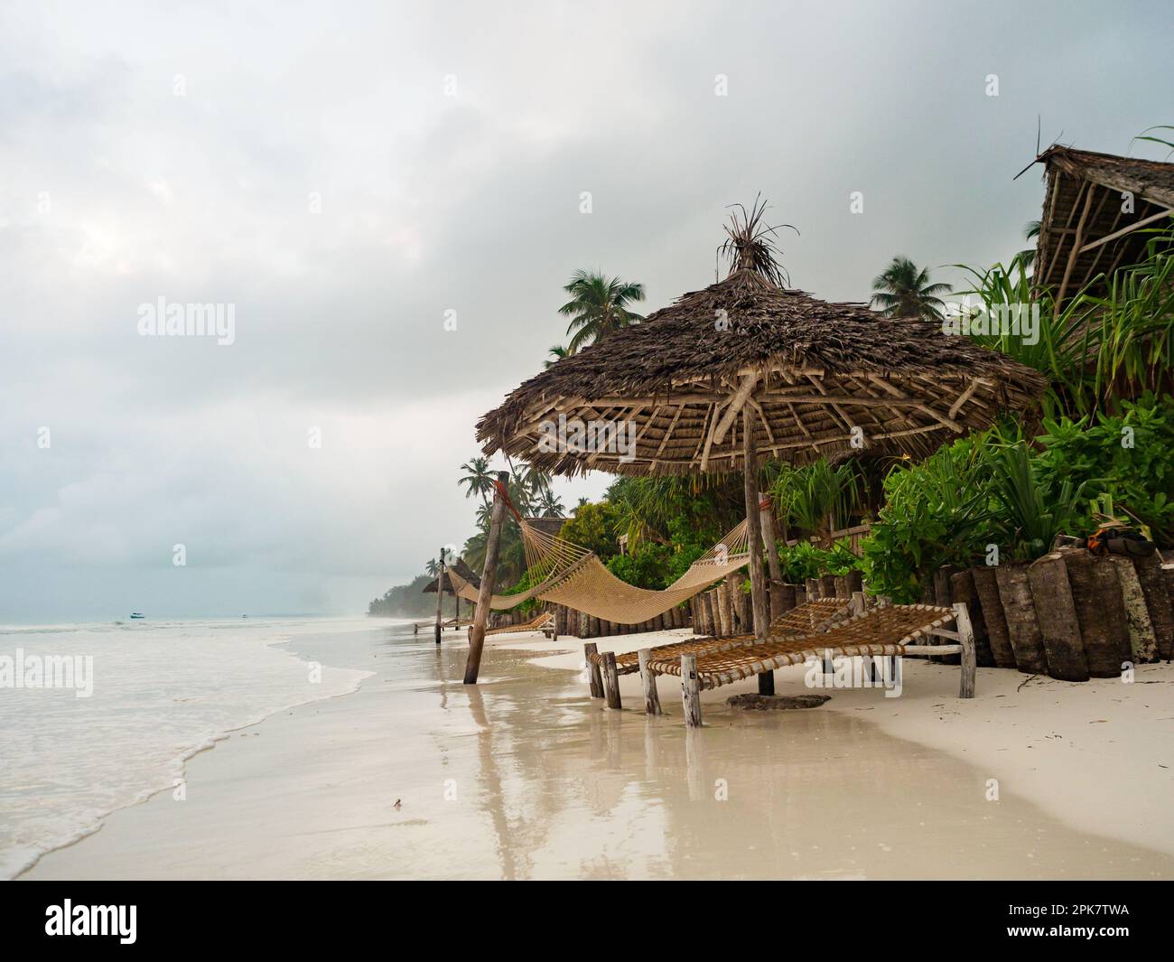 Matemwe, Zanzibar, Tanzania -January, 2021: Wooden huts of a boutique ...