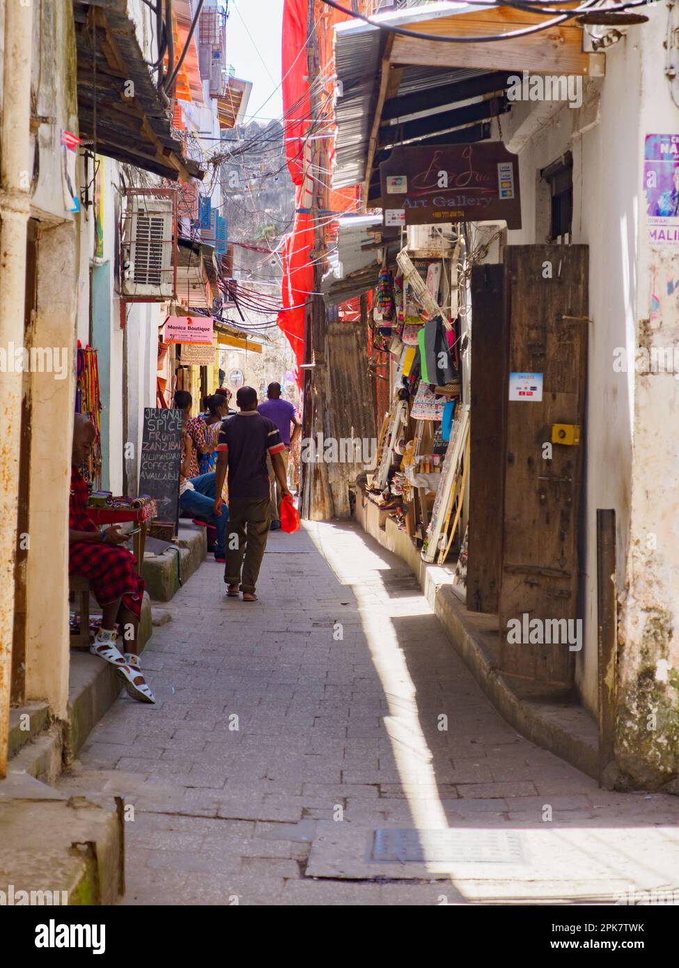 Stone Town, Zanzibar - Feb. 2021: Narrow streets of town also known as ...