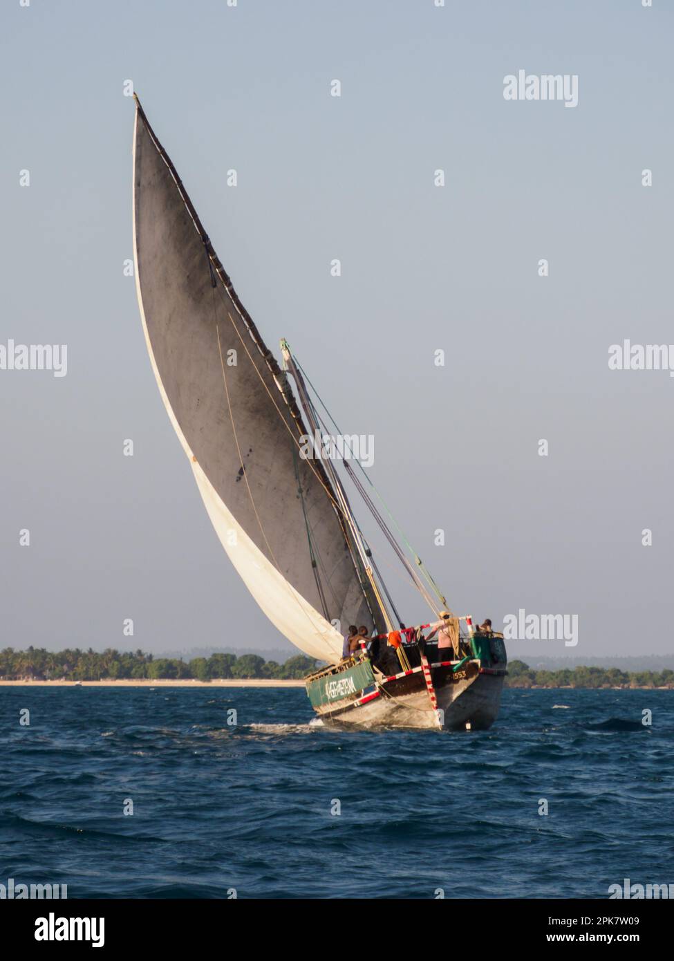 Zanzibar, Tanzania - Jan, 2021: A traditional sailing dhow ship with a ...