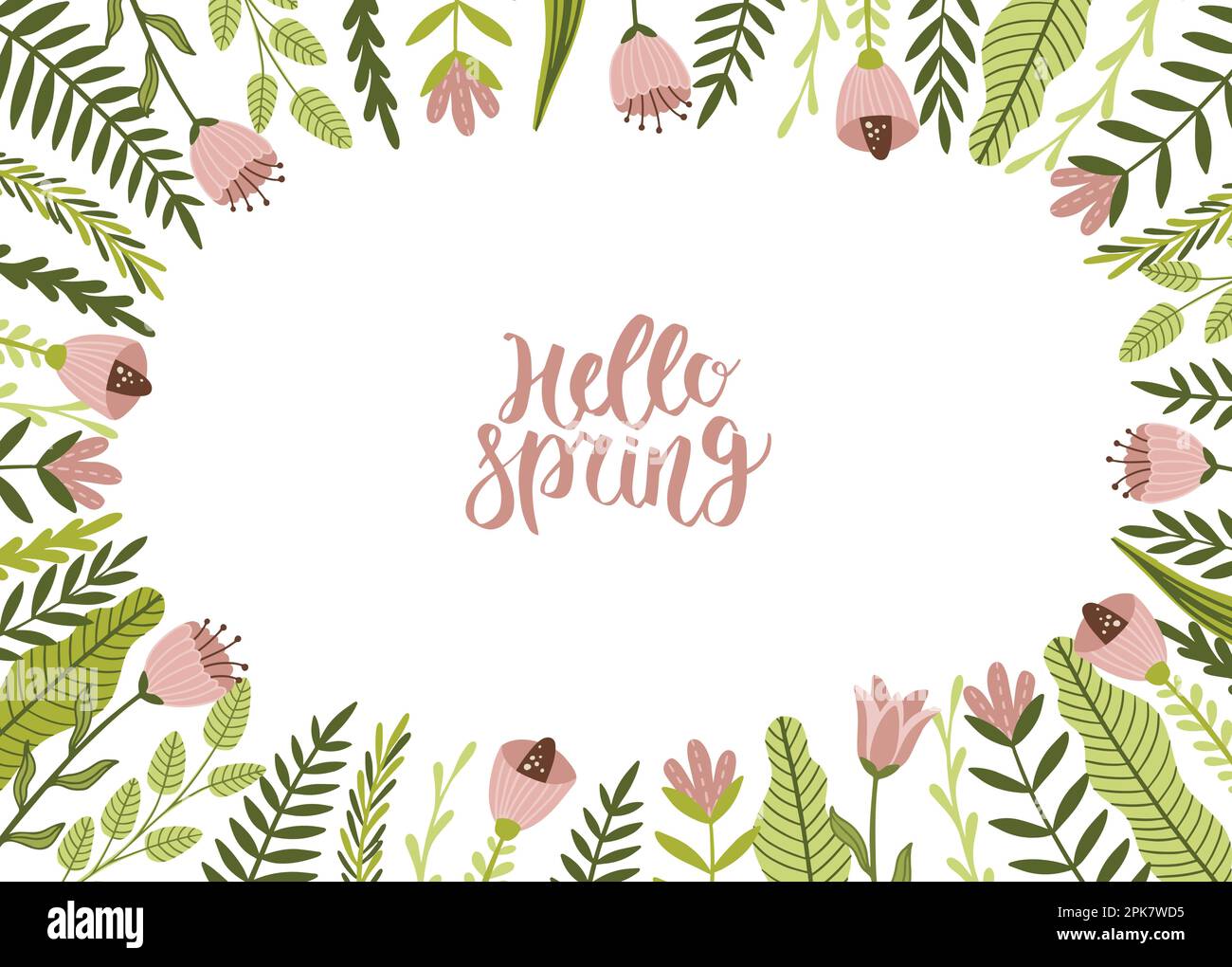 Vector seamless spring pattern with flowers, bouquets, plants Stock ...