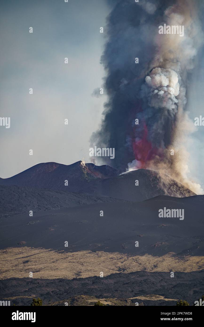 Etna volcano eruption , lava, Sicily, italy, italia, sicilia Stock ...