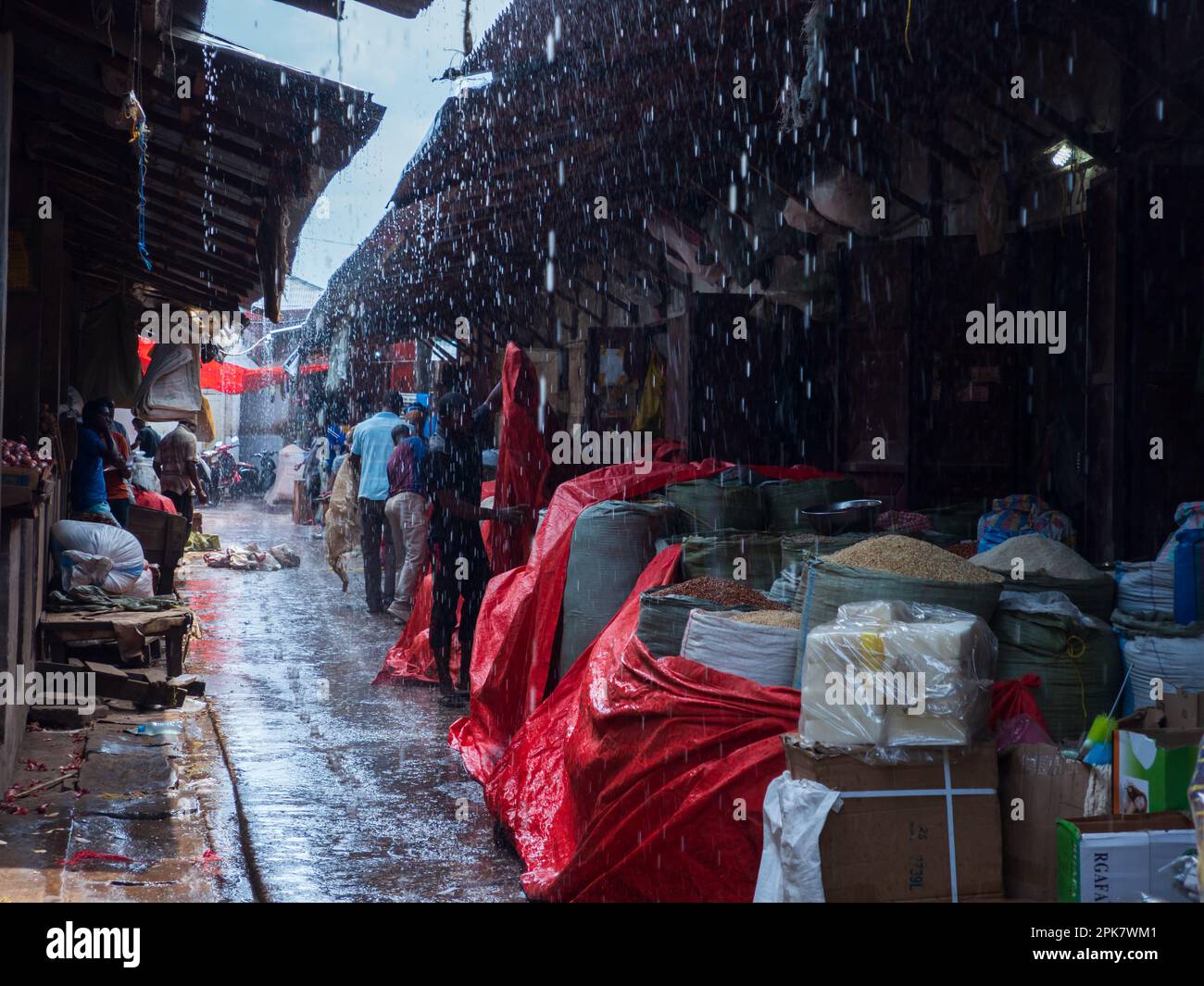 Zanzibar, Tanzania - Jan 2021: Crowds of Africans buy and sell sundries ...